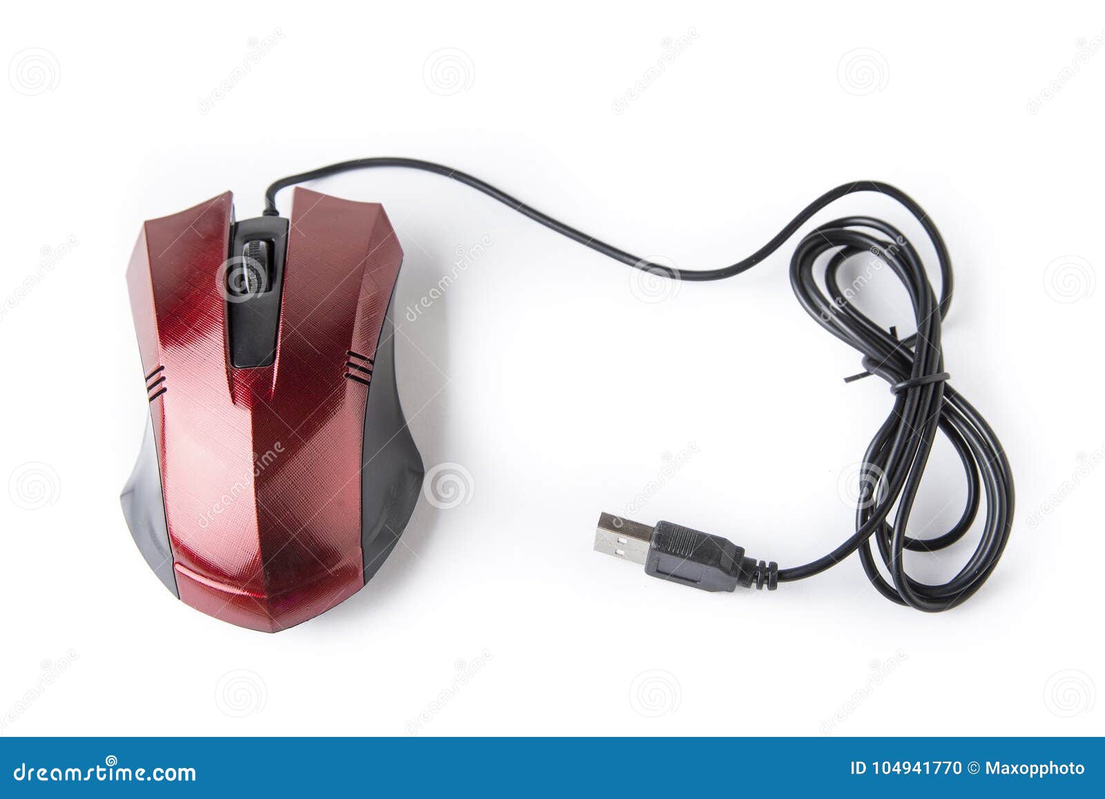 Computer Mouse with USB Cable Connection on the White Background. Stock ...