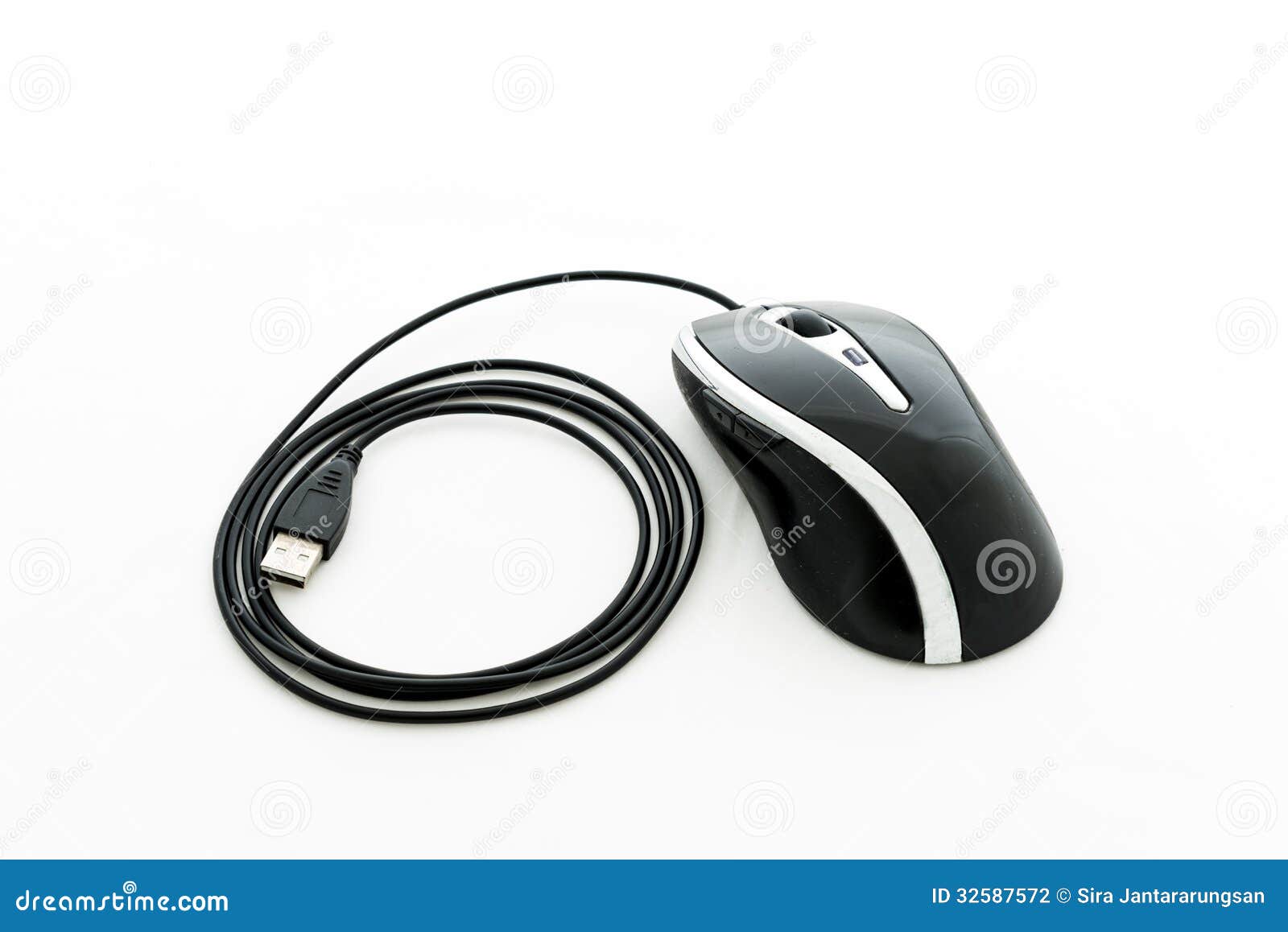 Computer Mouse with USB Cable Stock Photo - Image of device, gray: 32587572