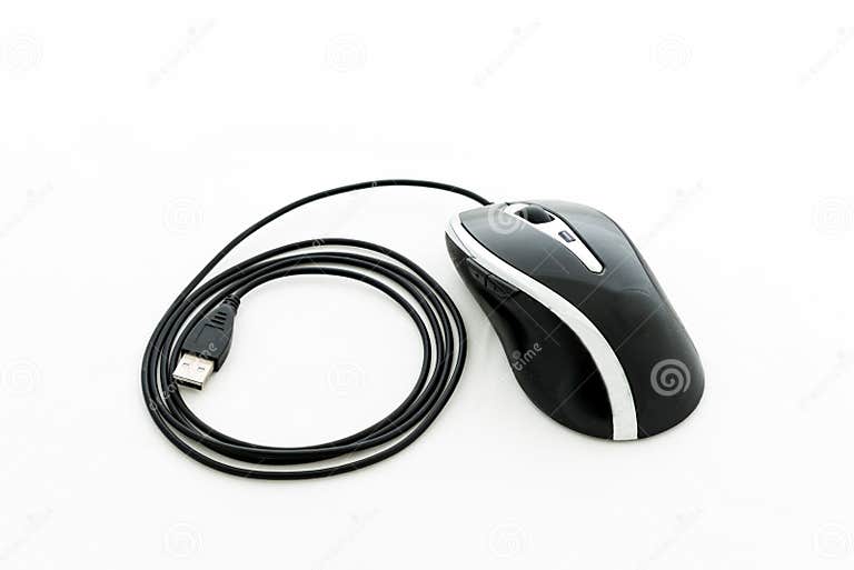 Computer Mouse with USB Cable Stock Photo - Image of device, gray: 32587572