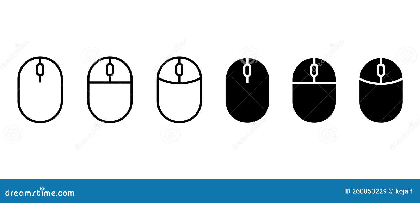 Computer Mouse Vector Icons Set. Black and White Computer Mouse Symbol ...