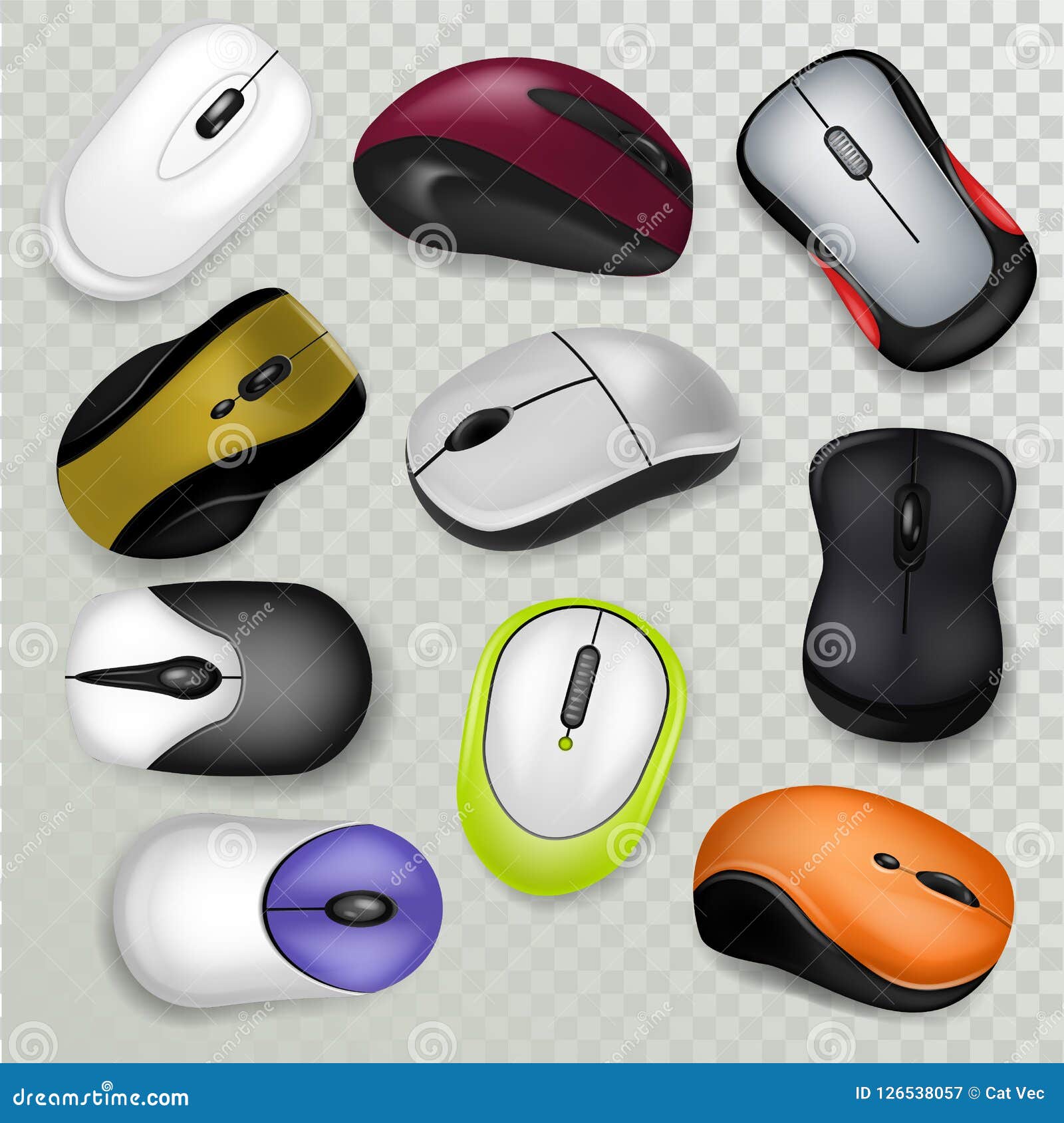 Computer Mouse Vector Pc Clicking Device with Buttons or Scroll Technology Illustration Set of ...