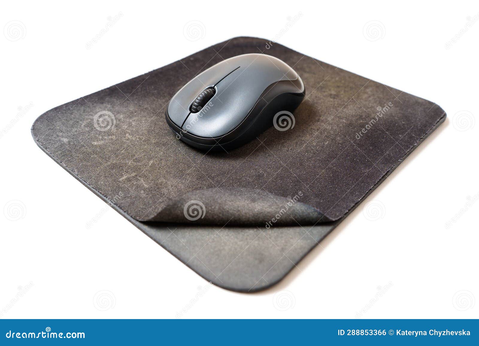 Computer Mouse on a Well-Used Pad Isolated on White Stock Photo - Image ...