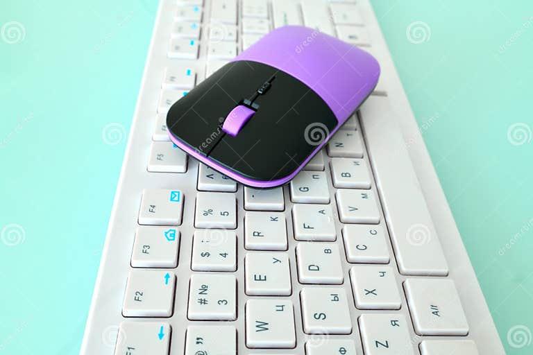 Computer Mouse and White Keyboard Fragment Stock Photo - Image of modern, membrane: 300281408