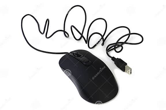 Computer Mouse with Wire Isolated on a White Background Stock Image ...