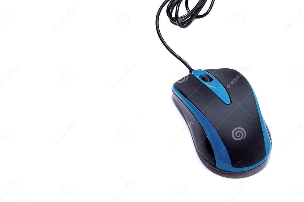 Computer Mouse with Wire on a White Background. Stock Photo - Image of ...