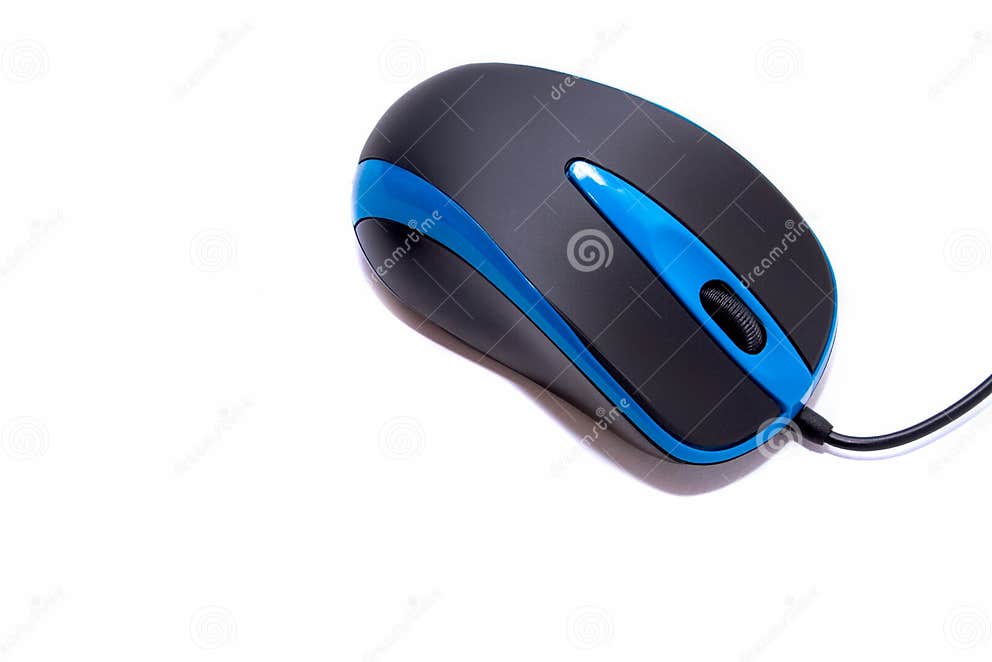 Computer Mouse with Wire on a White Background. Stock Image - Image of ...