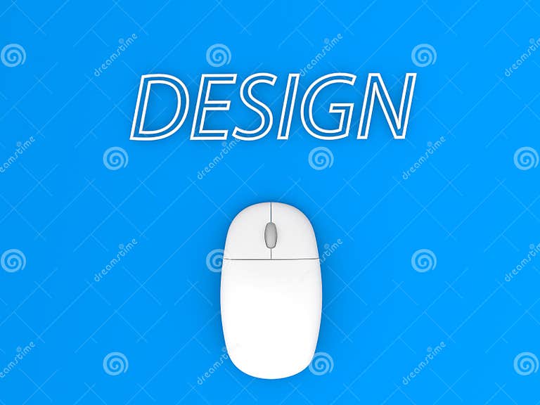 Computer Mouse and the Word DESIGN on a Blue Background Background ...