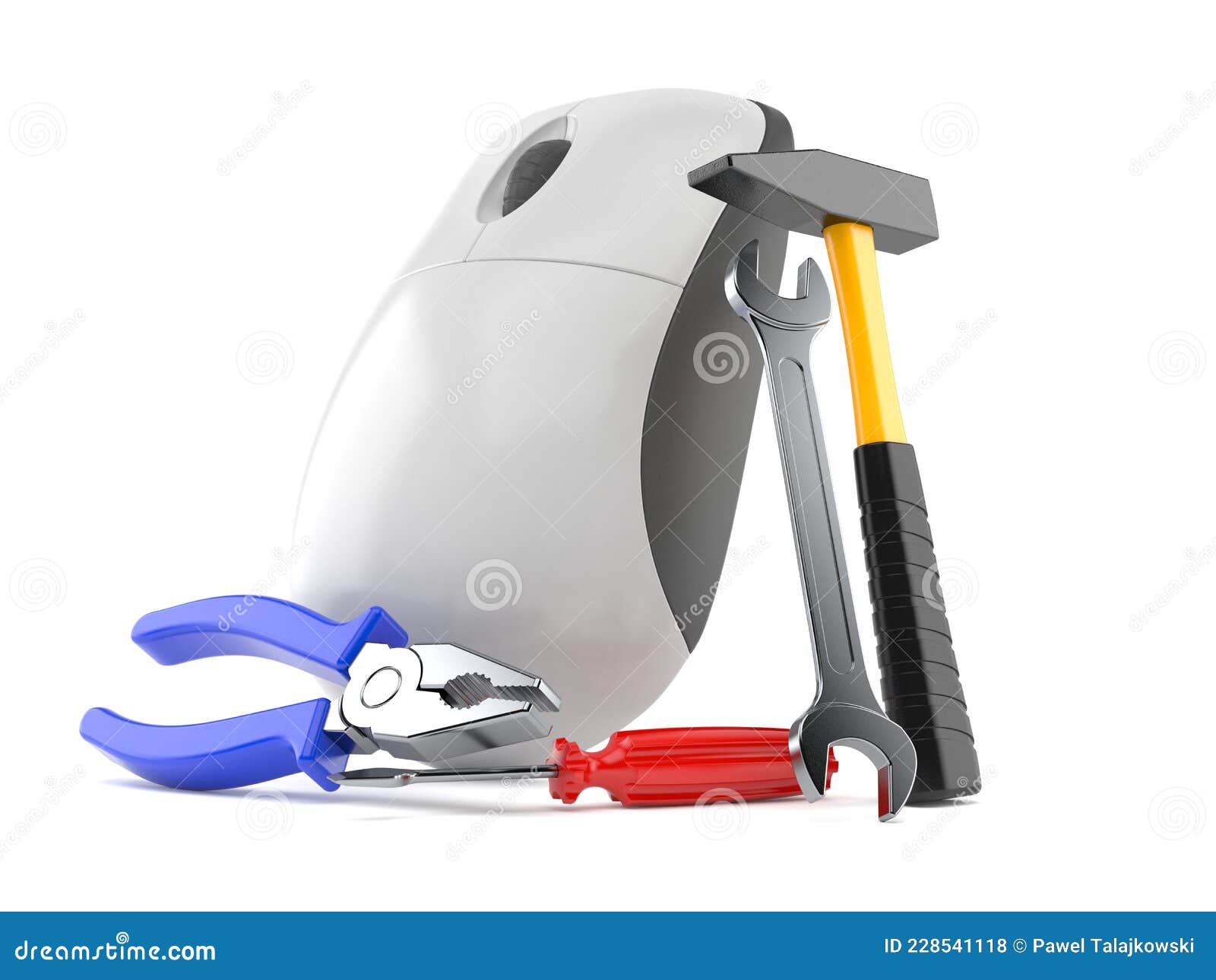 Computer Mouse with Work Tools Stock Illustration - Illustration of ...