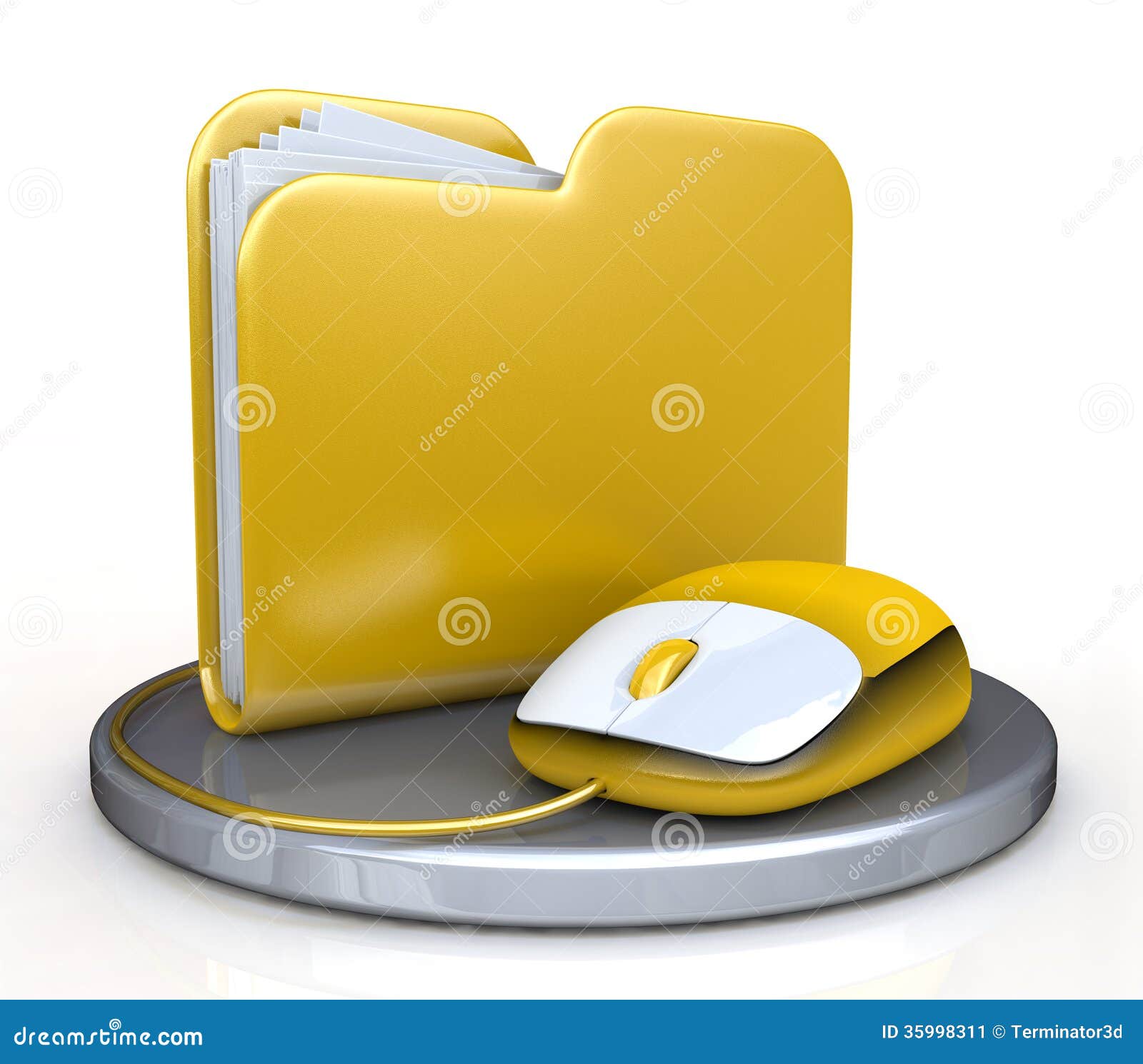 Computer Mouse and Yellow Folder Stock Illustration - Illustration of ...