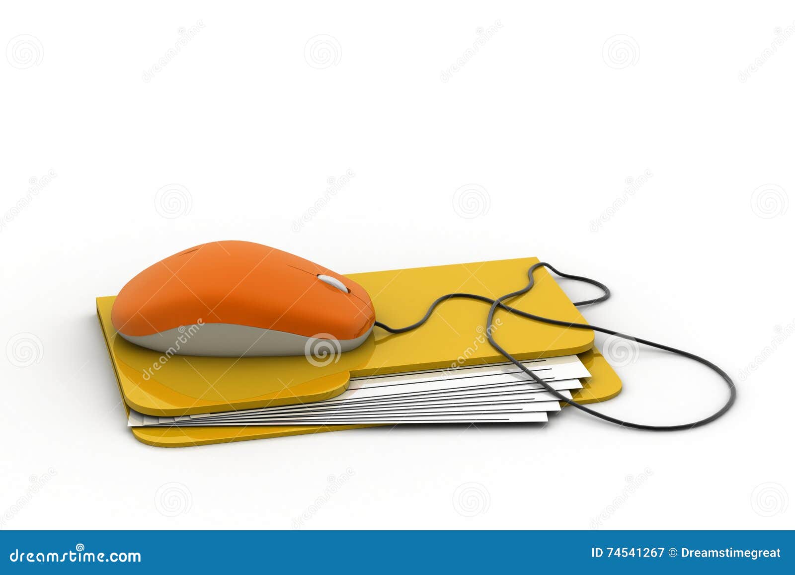 Computer Mouse and Yellow Folder Stock Illustration - Illustration of ...