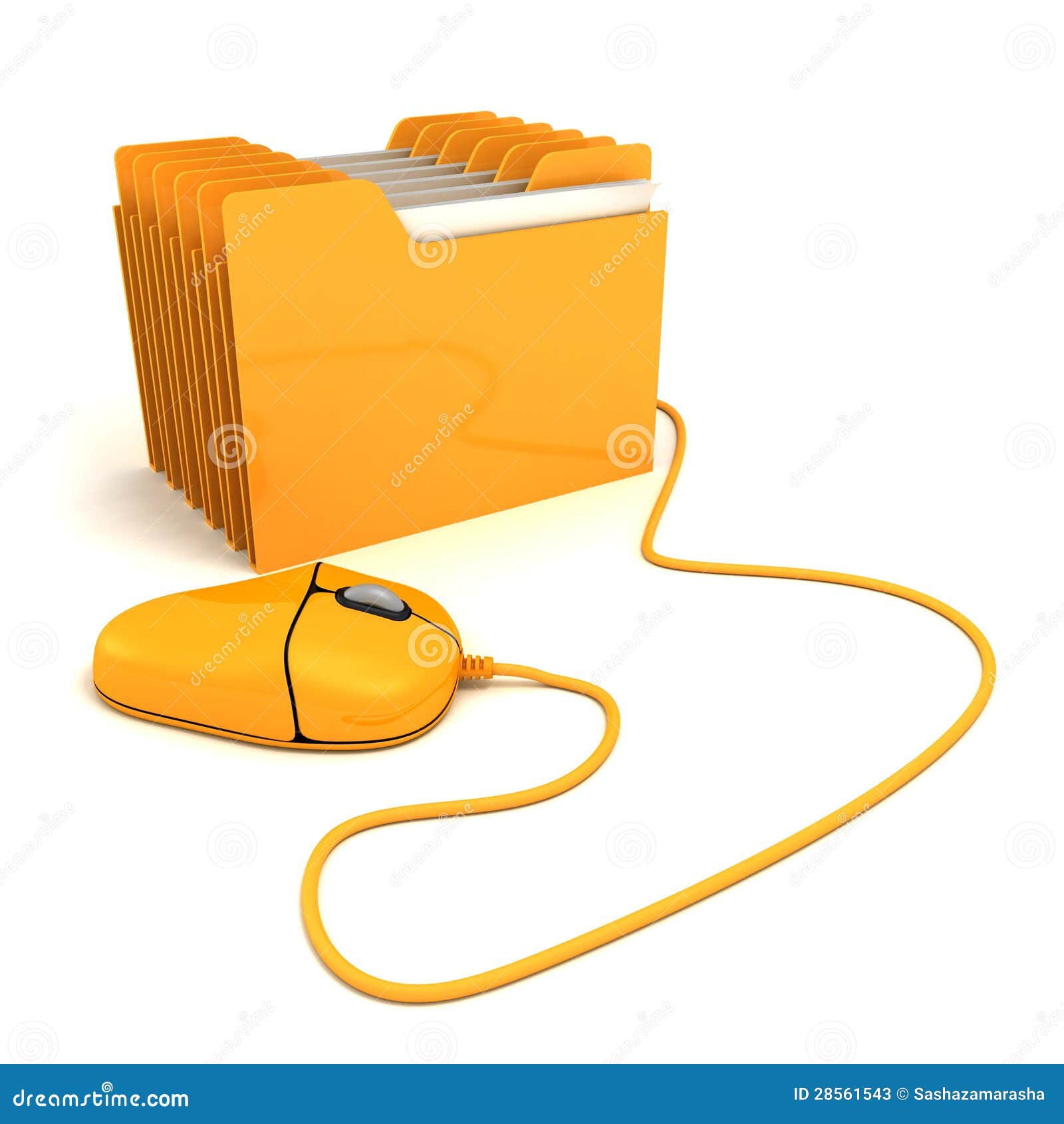 Computer Mouse and Yellow Office Folder Stock Illustration ...
