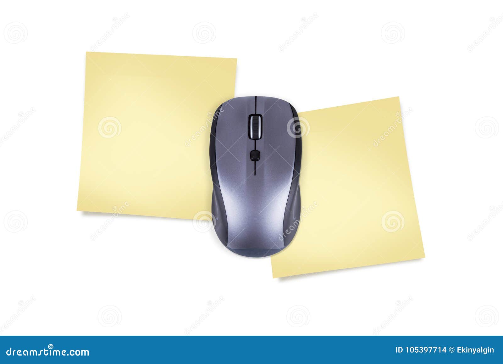 Computer Mouse and Yellow Sticky Note Paper with Copy Space Stock Photo ...
