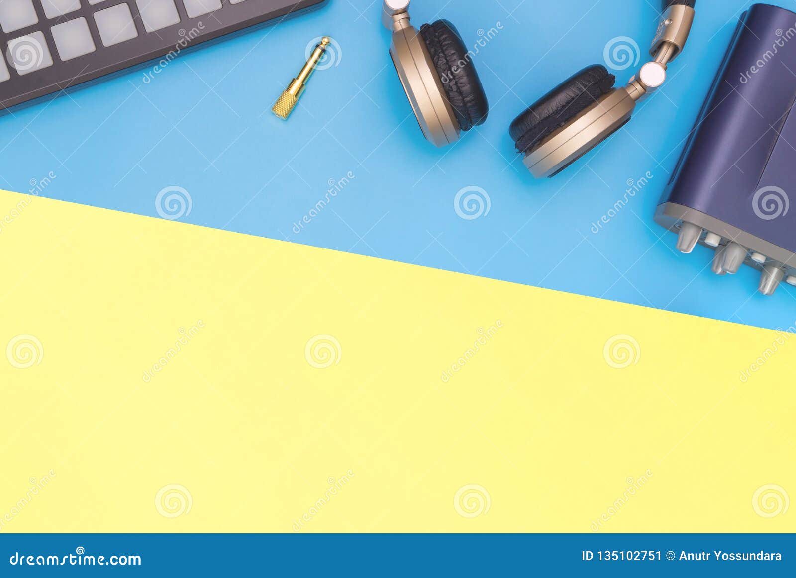 Computer Music Setup Recording Equipment Studio Top View Flat Lay Stock ...