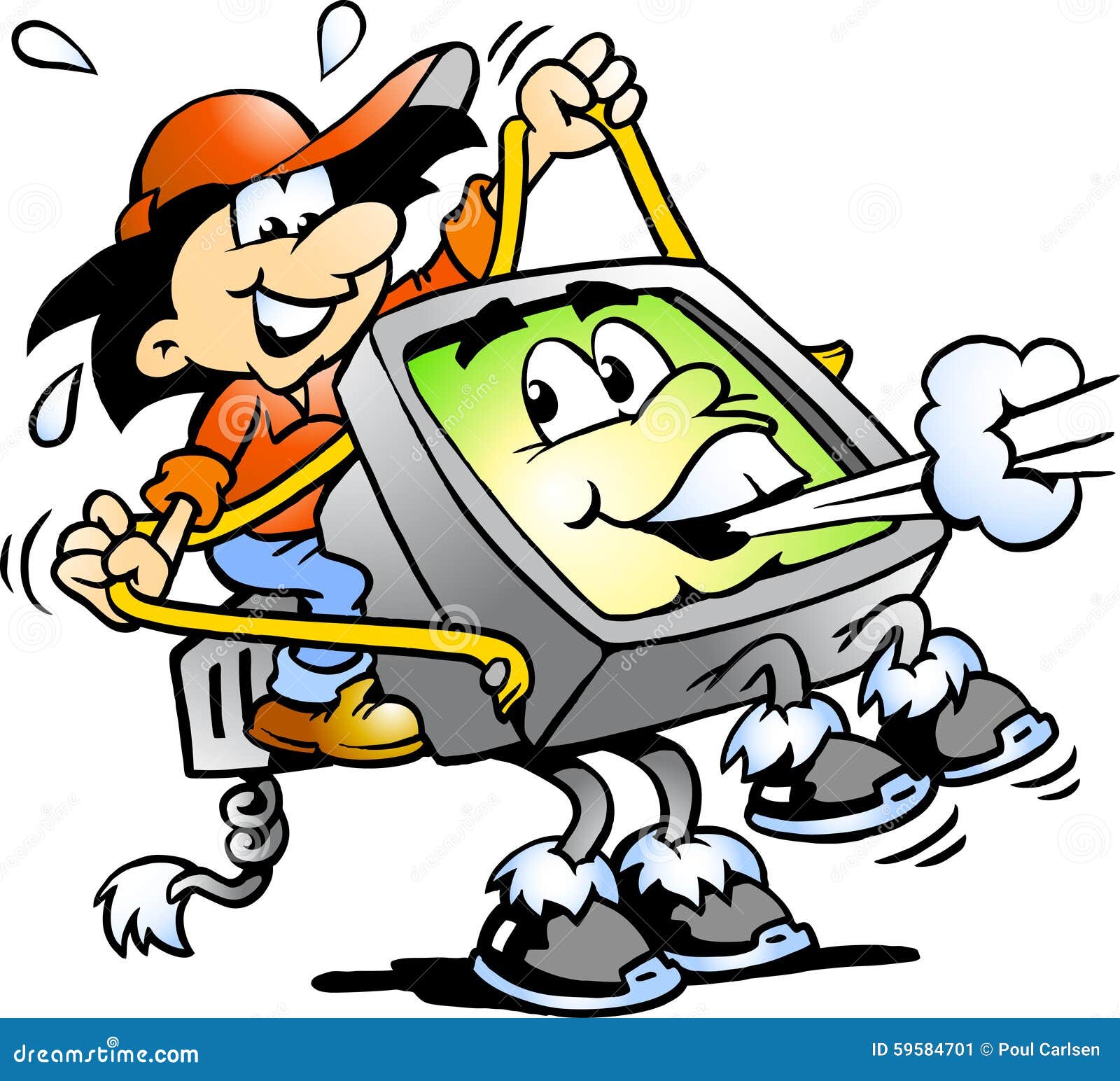 Computer Neard Boy Riding a Screen Stock Vector - Illustration of ...