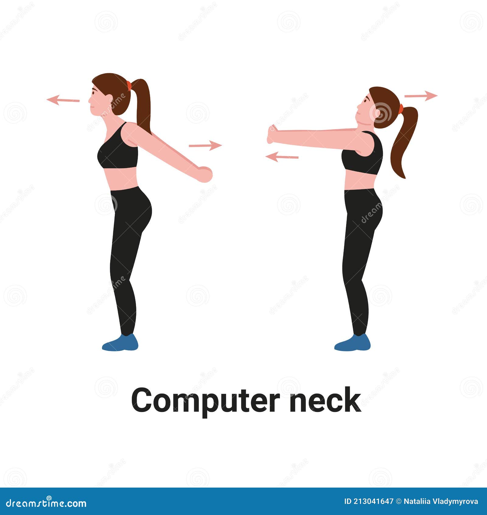 Computer neck Exercises stock vector. Illustration of healthy - 213041647