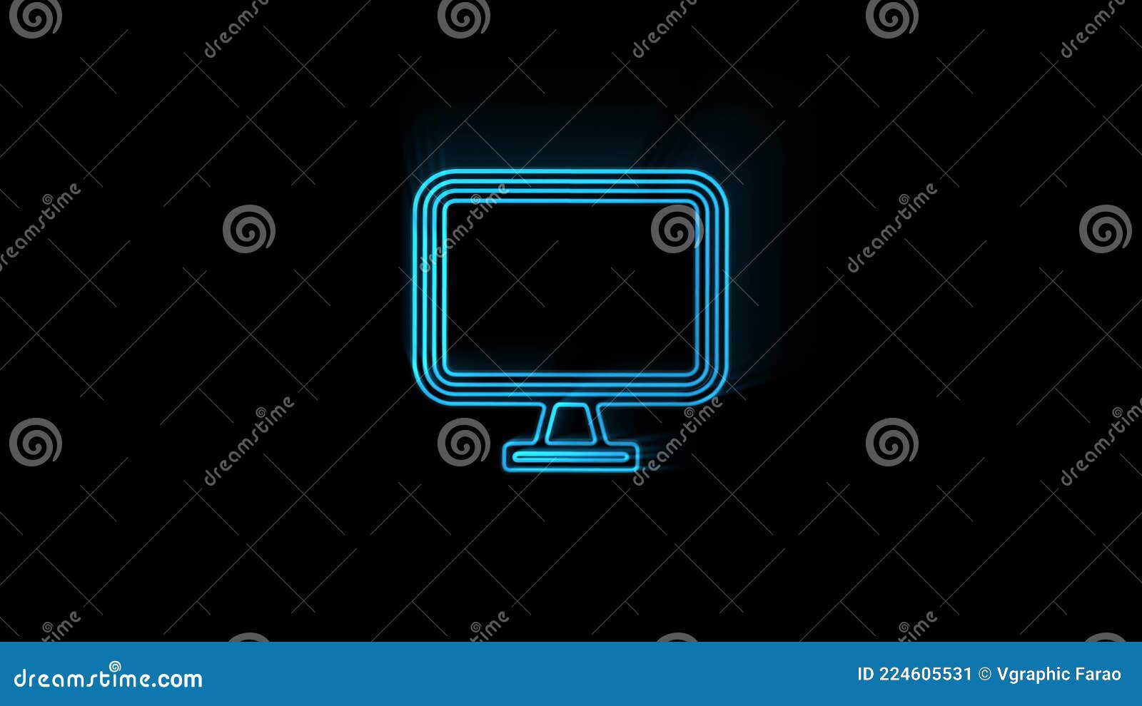 Computer on Neon Sign. Night Bright Advertisement. Motion Graphics ...