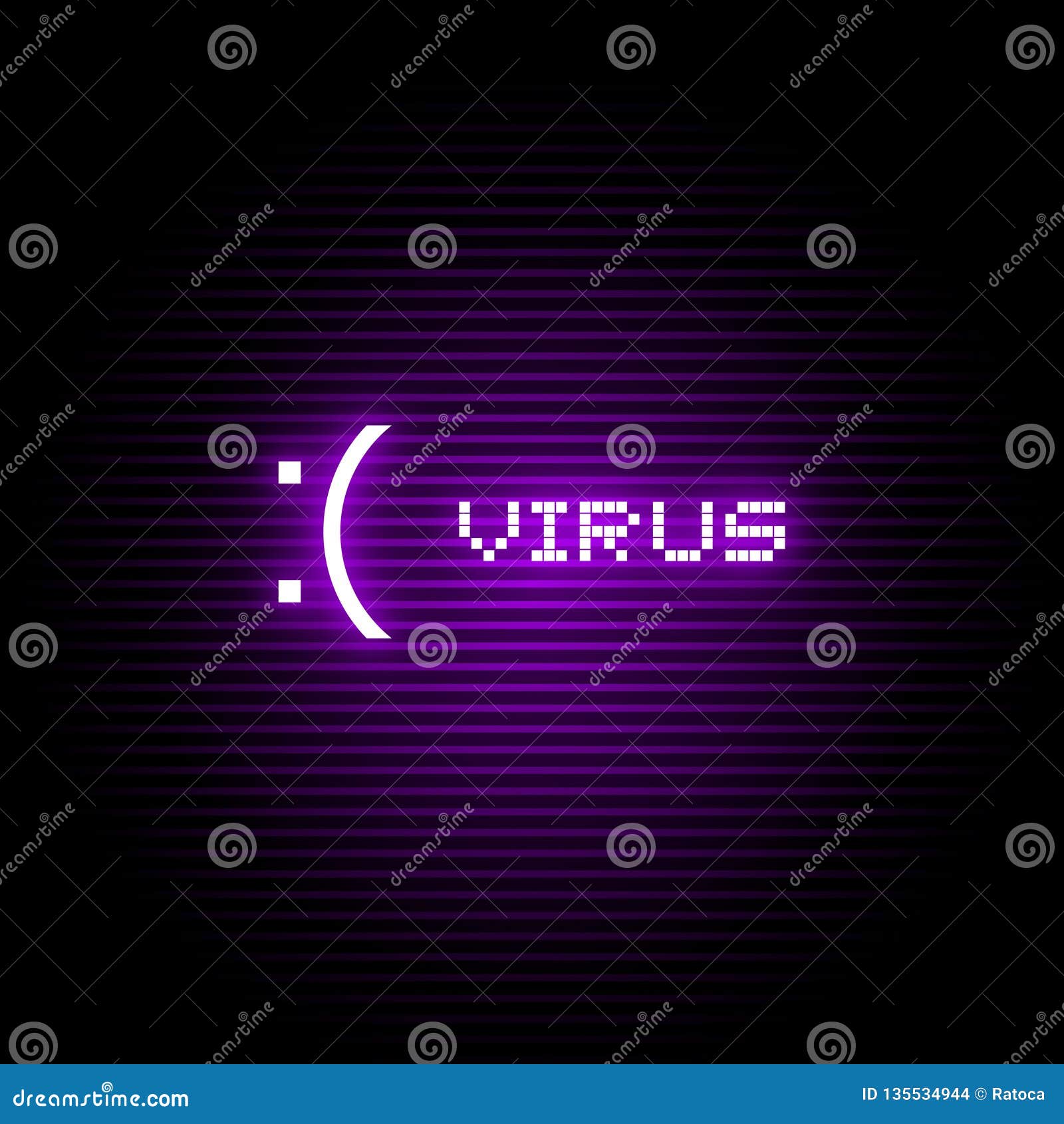 Computer neon virus symbol stock vector. Illustration of virus - 135534944