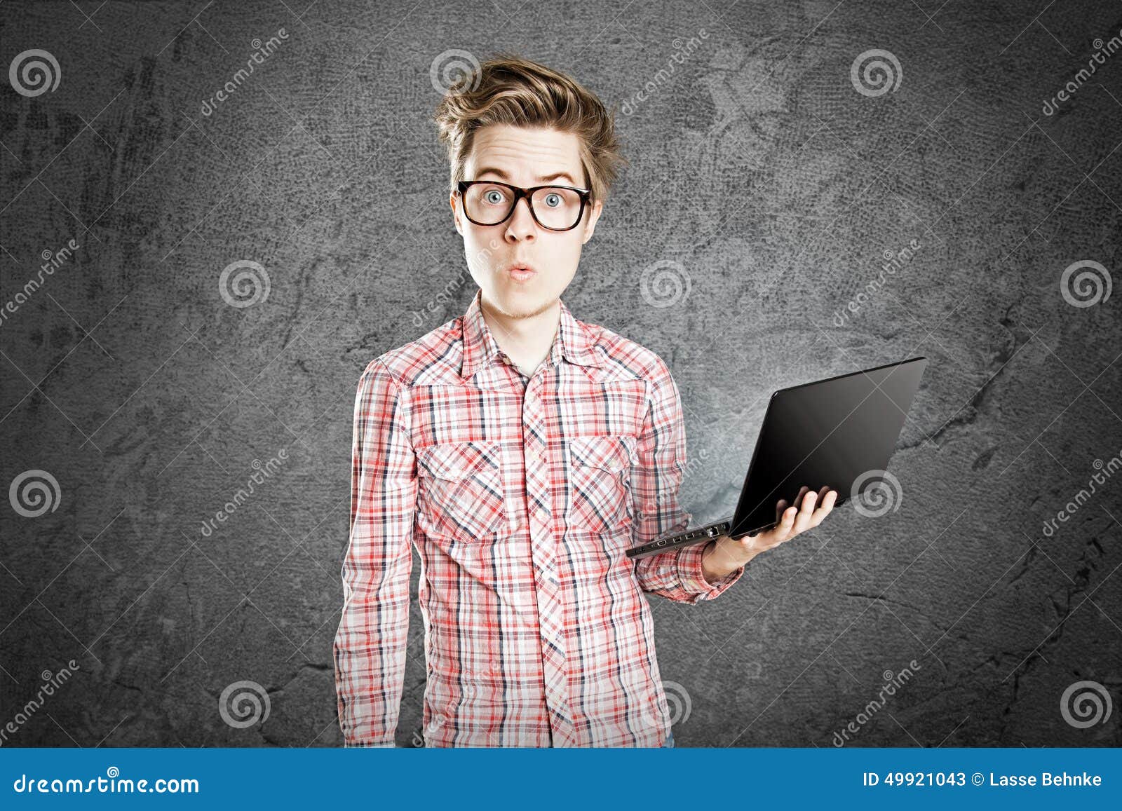 Computer Nerd stock image. Image of netbook, caricature - 49921043