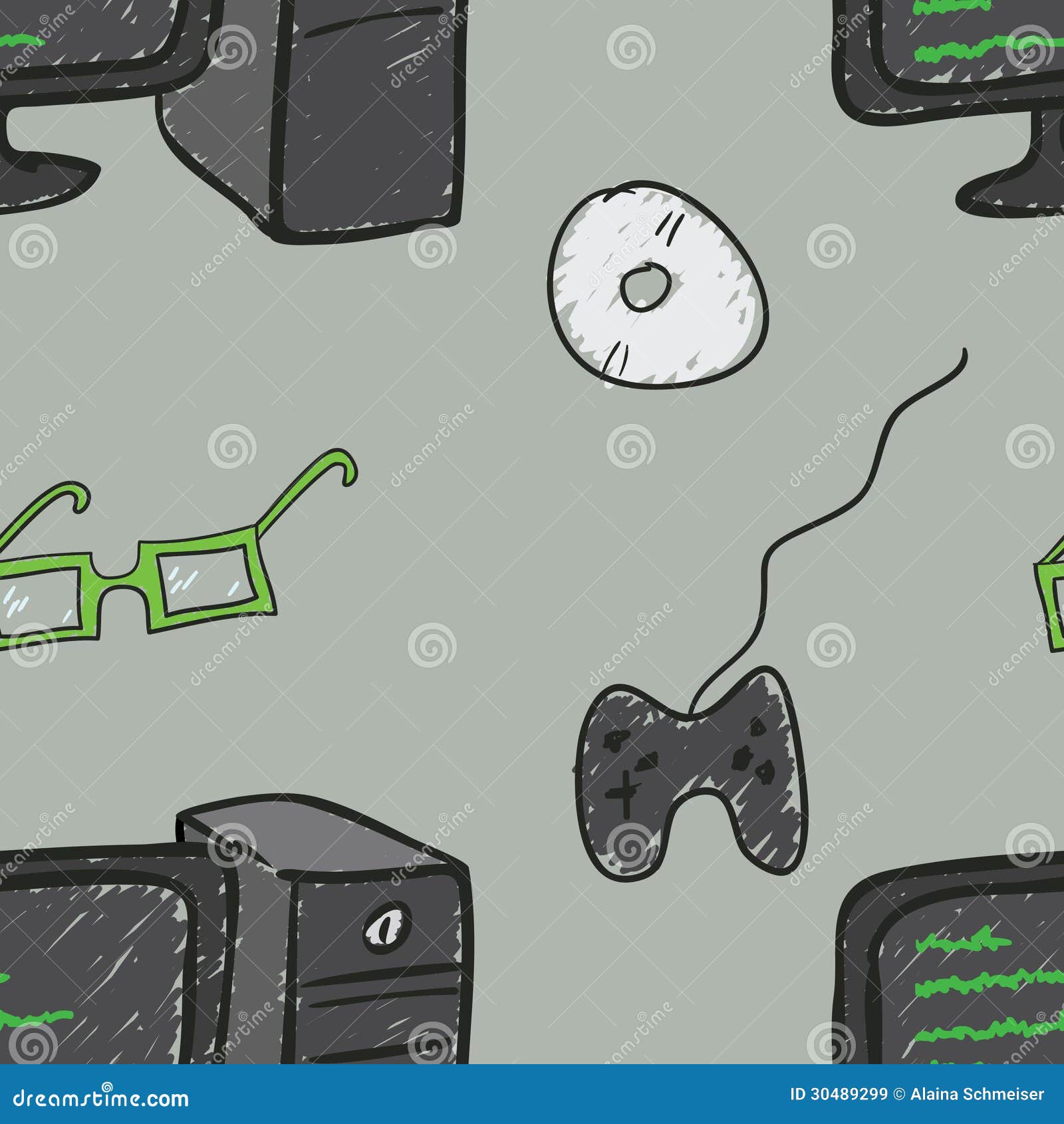 Computer Nerd Seamless Pattern Stock Vector - Illustration of game ...