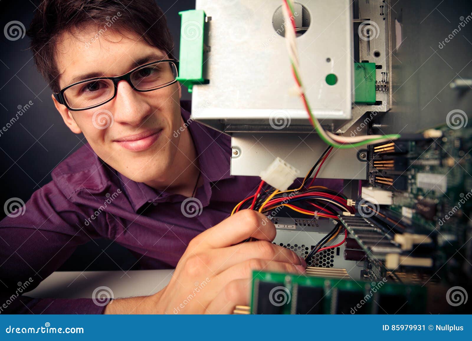 Computer Nerd Upgrading His PC Stock Image - Image of nerd, male: 85979931