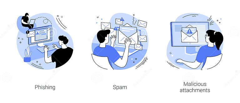 Computer Network Attack Isolated Cartoon Vector Illustrations Se Stock ...