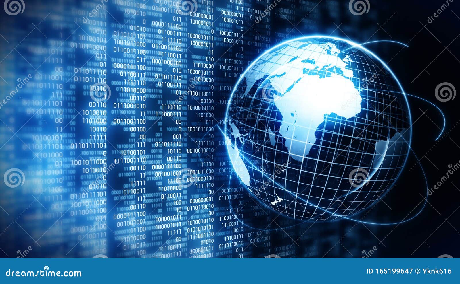 Planet Earth with Background of Binary Digits. Binary Numbers Around Global Earth. High Tech ...
