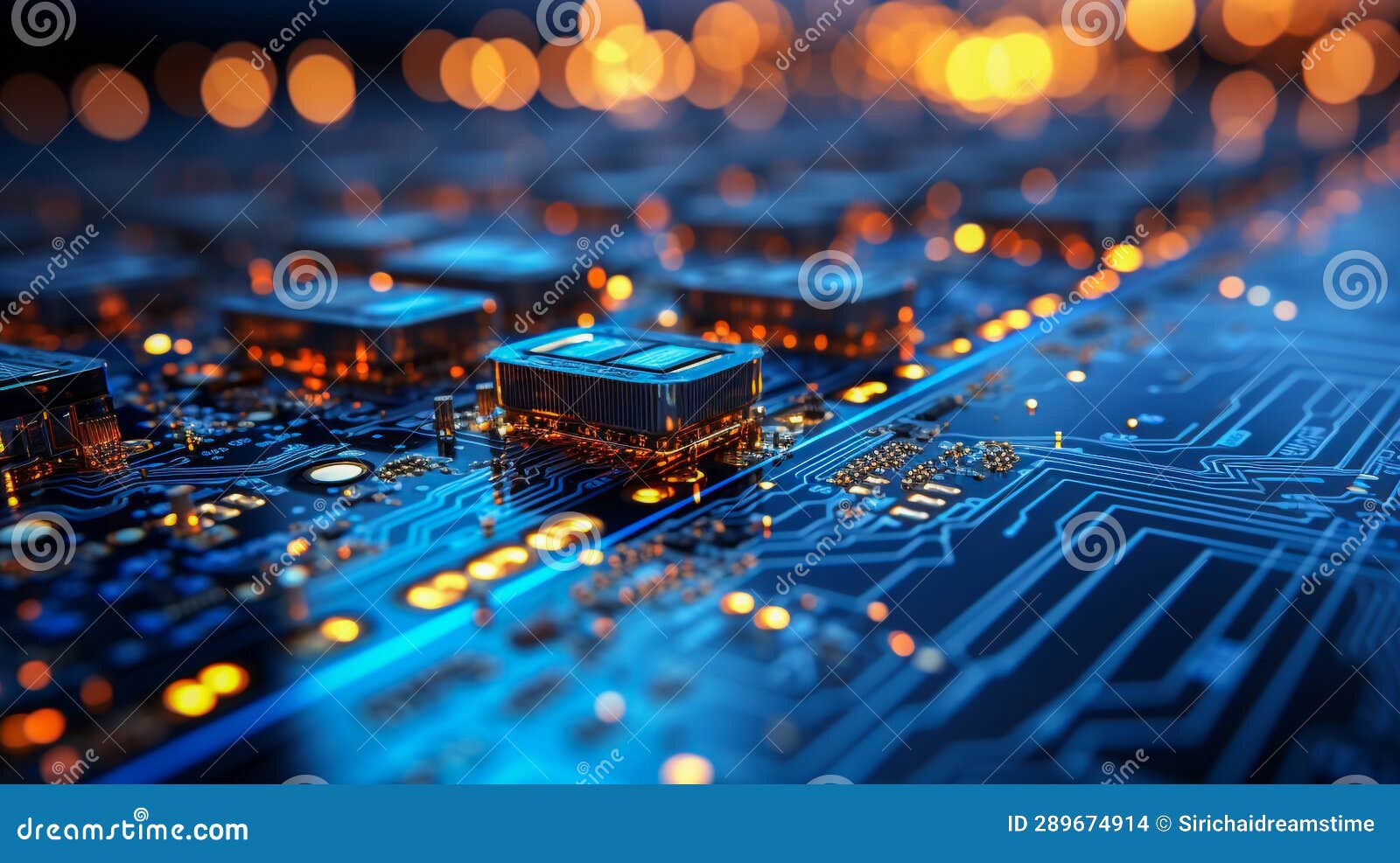 Computer Network in Blue Technology, AI Generated Stock Illustration ...