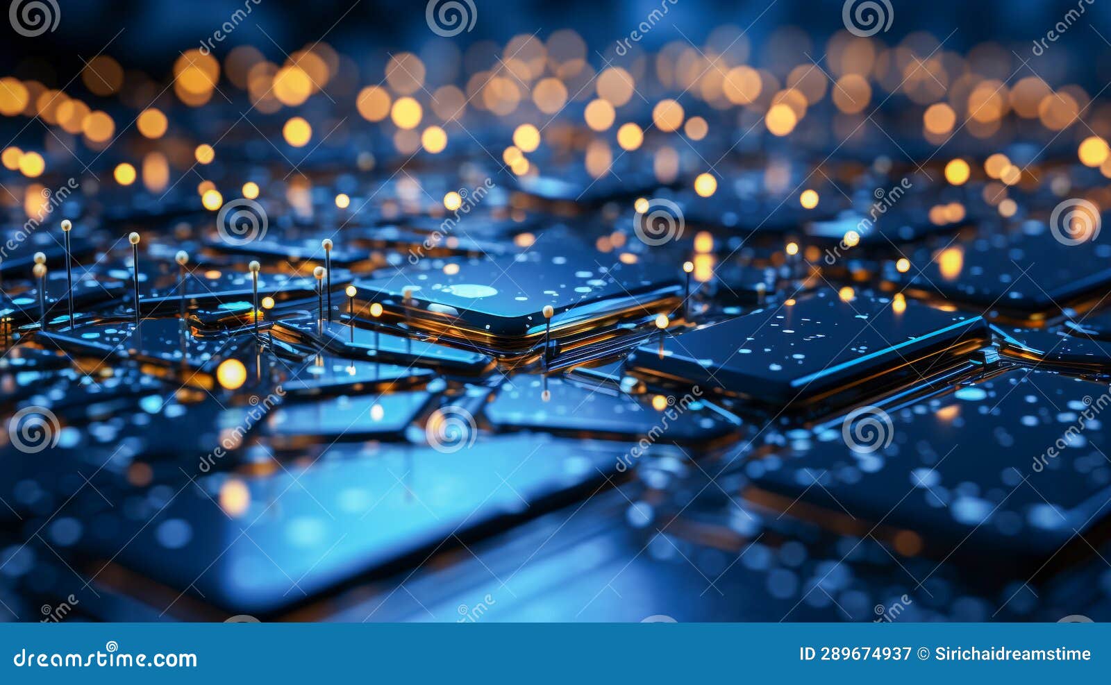 Computer Network in Blue Technology, AI Generated Stock Illustration ...