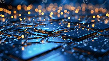 Computer Network in Blue Technology, AI Generated Stock Illustration ...