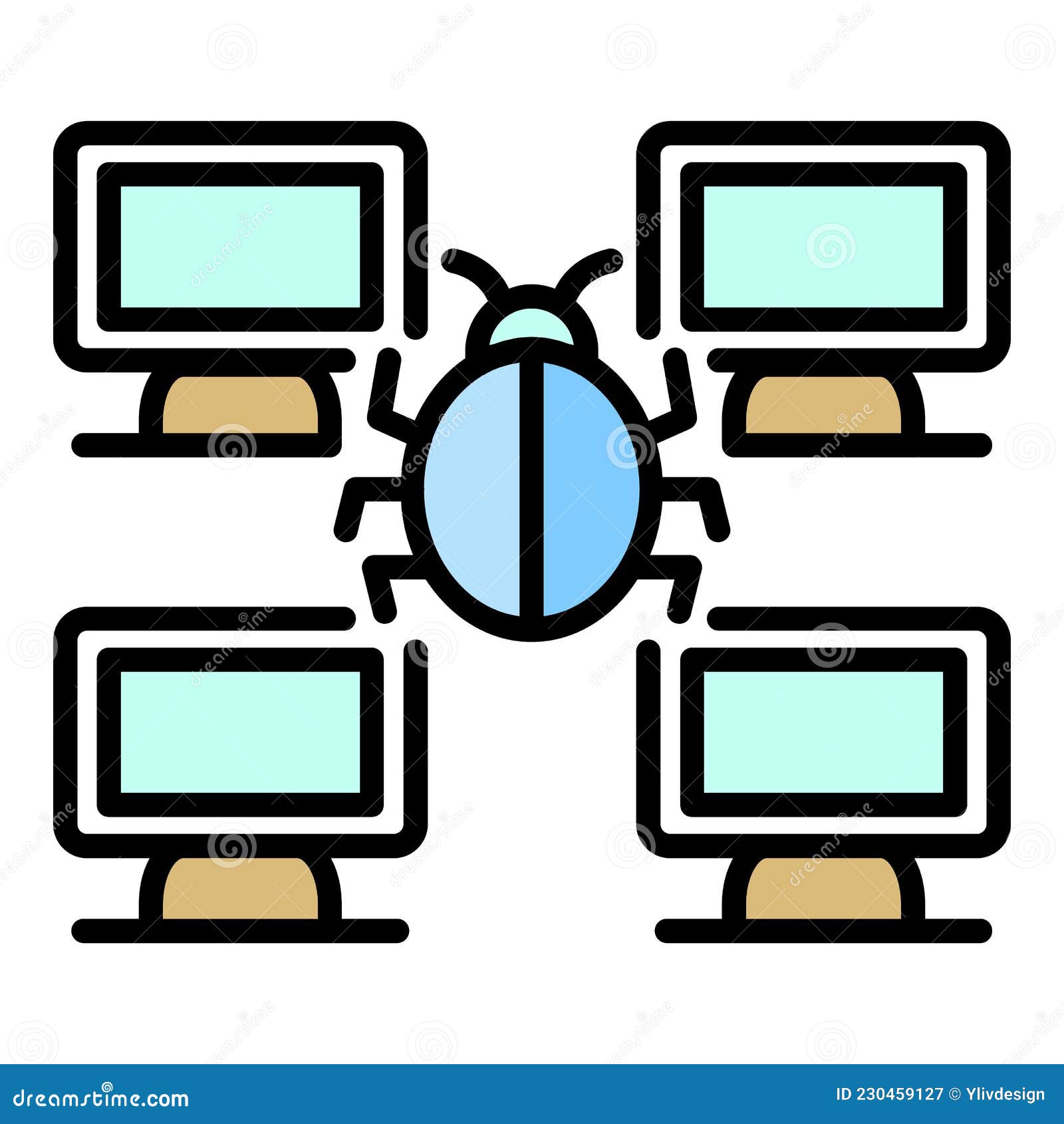 Computer Network Bug Icon Color Outline Vector Stock Vector ...