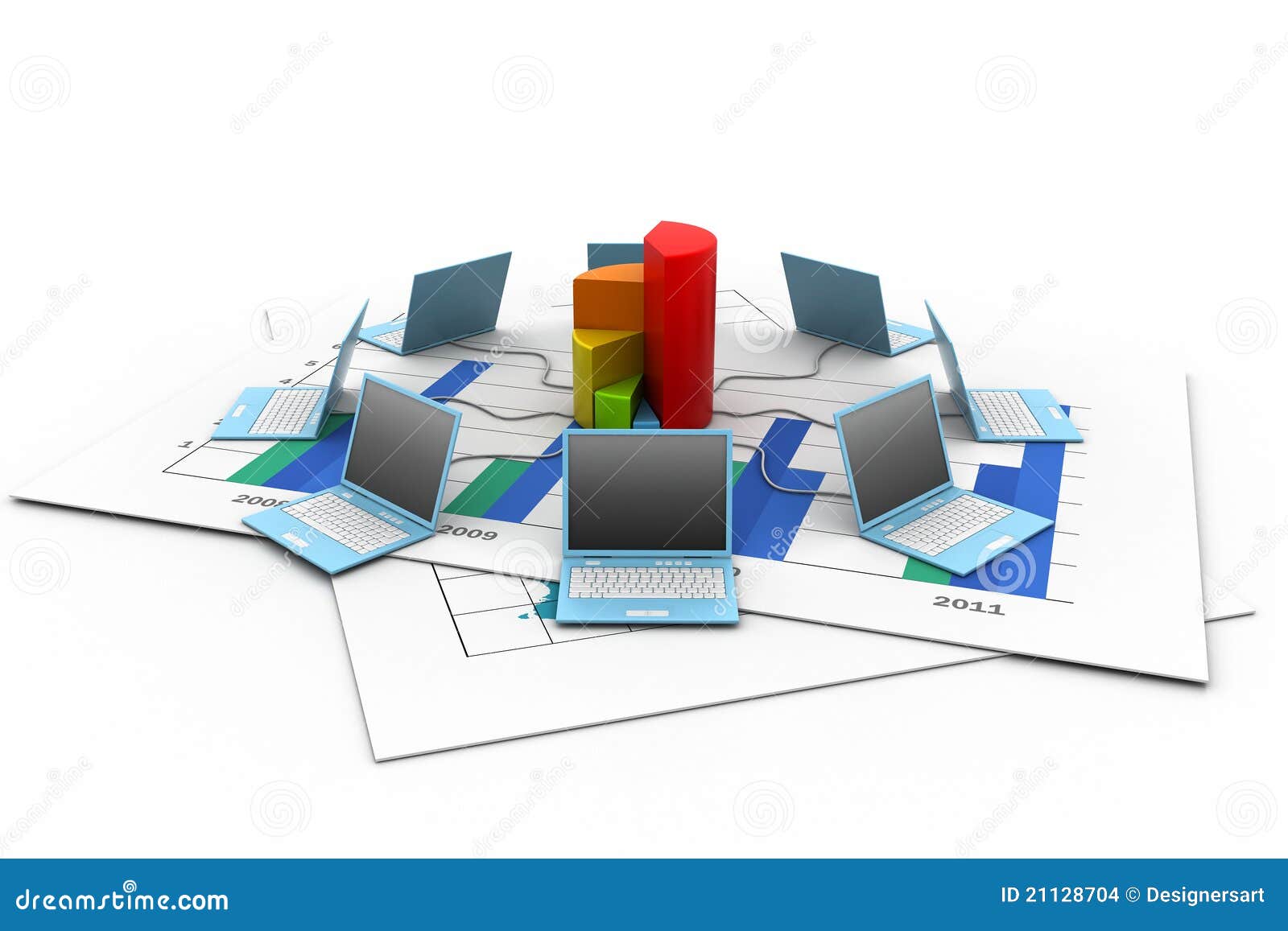 Computer Network in Business Graph Stock Illustration - Illustration of ...