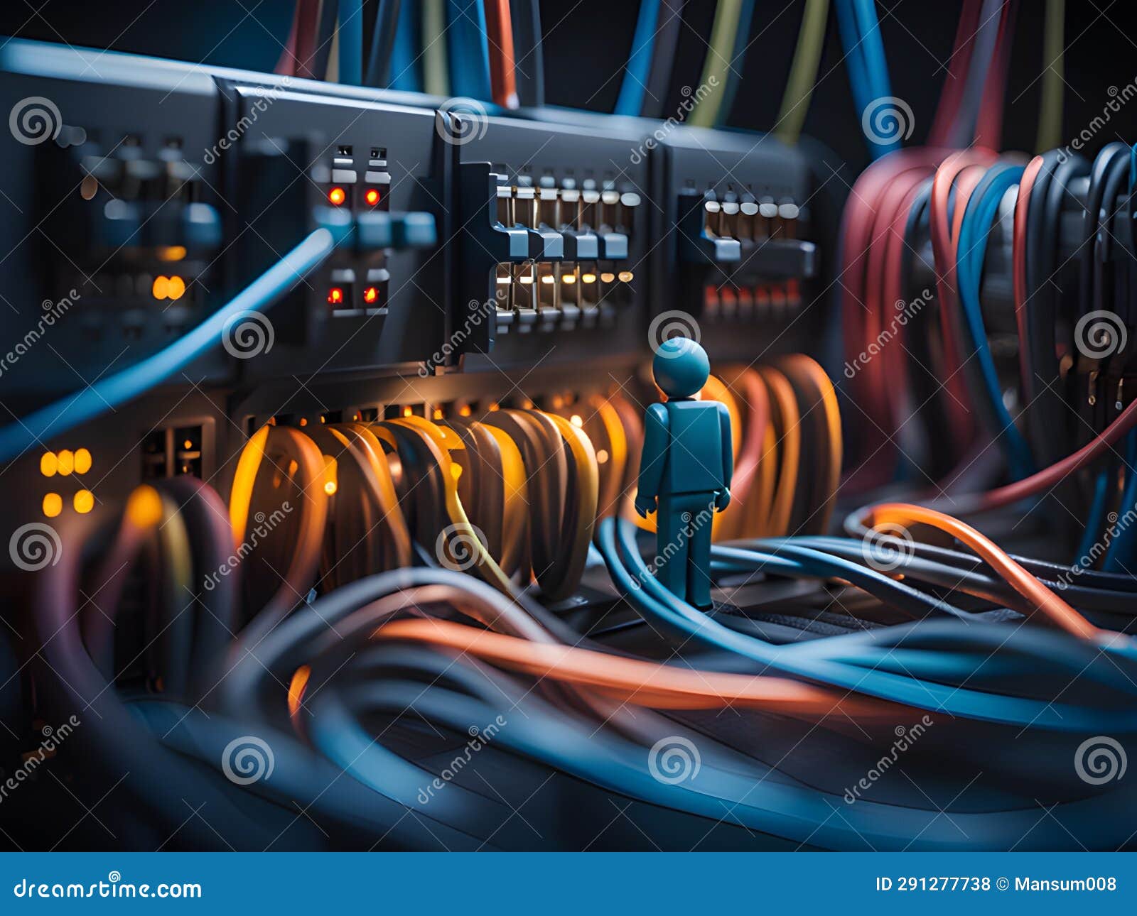 Computer Network Cable in Server Room Stock Illustration - Illustration ...