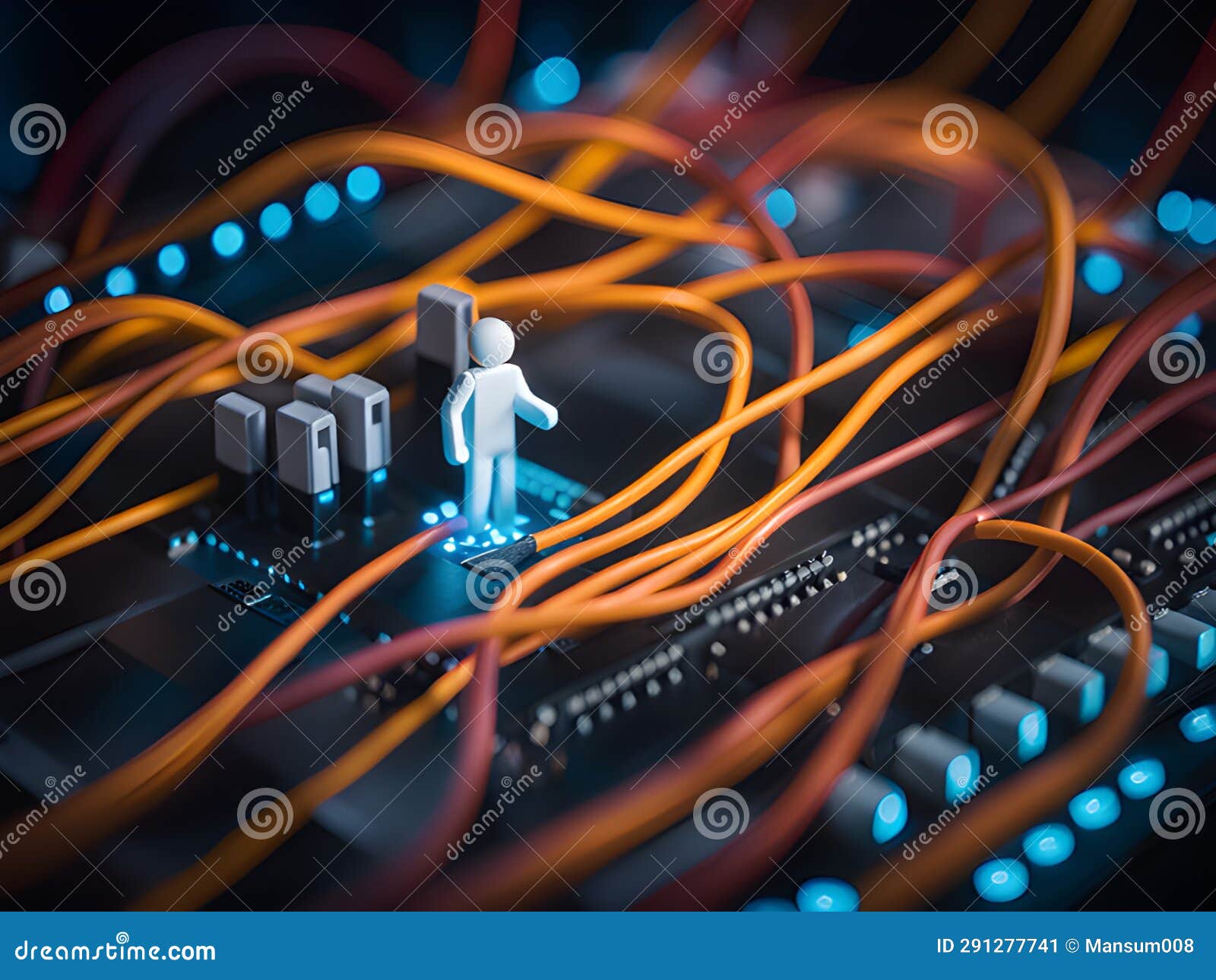 Computer Network Cable in Server Room Stock Illustration - Illustration ...