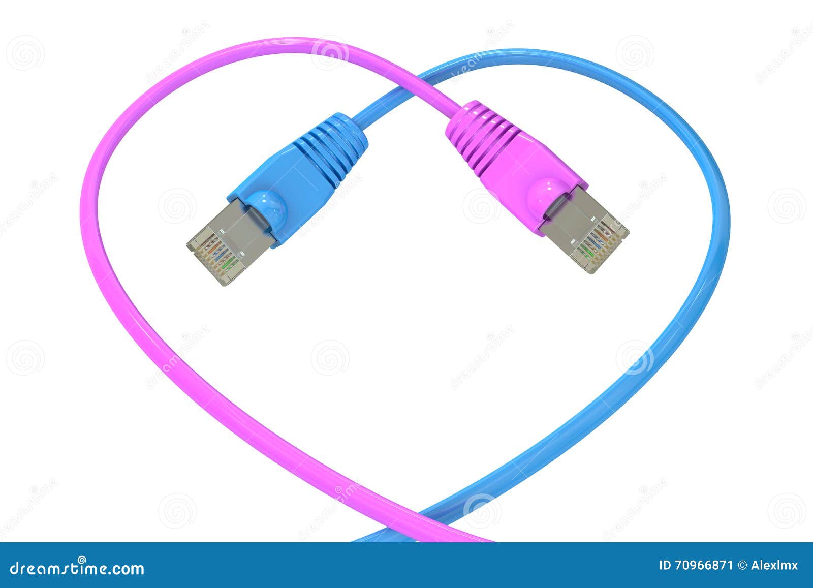Computer Network Cables in the Heart-shaped, 3D Rendering Stock ...