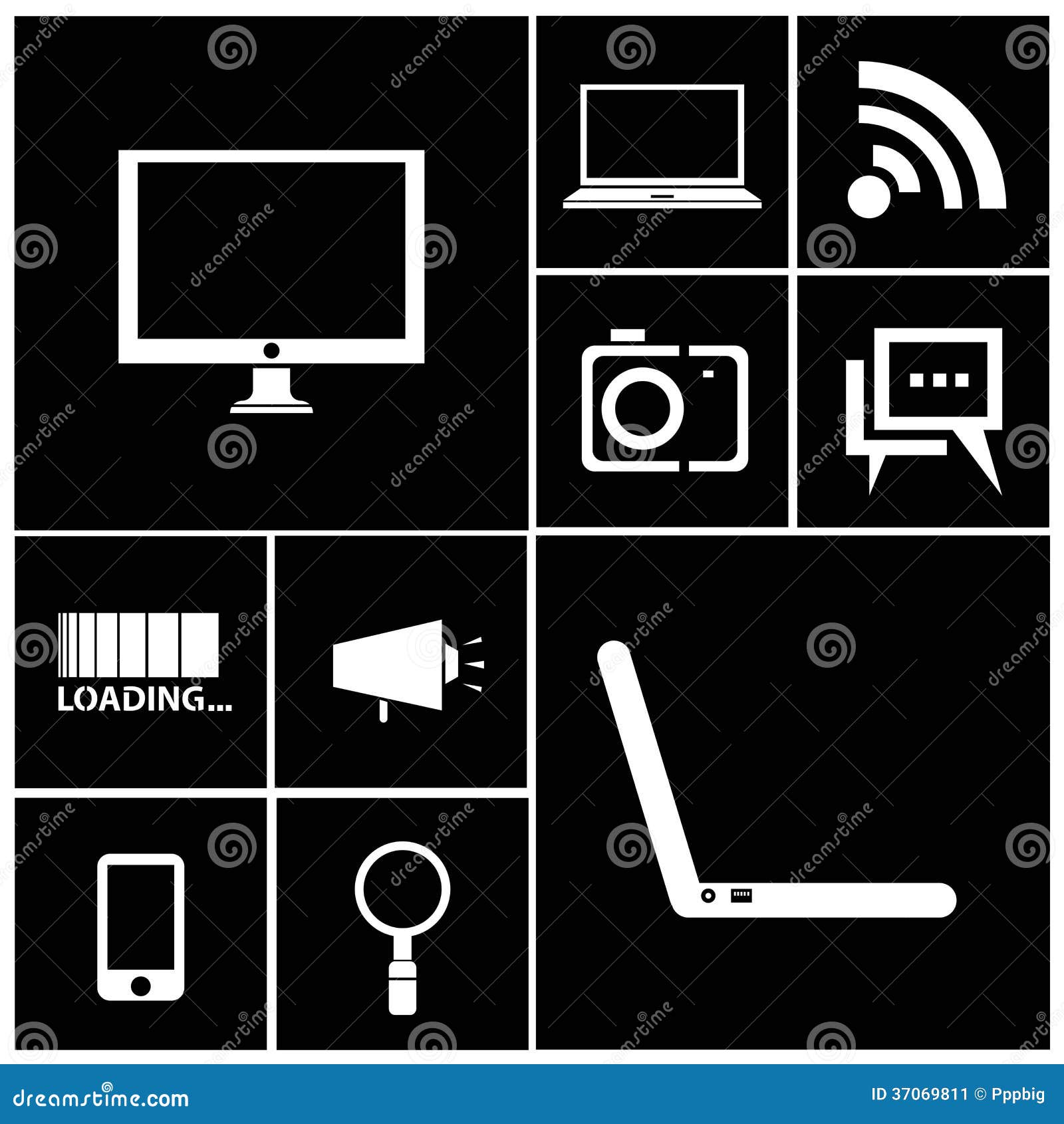 Computer and Network Communication Icons Stock Illustration ...