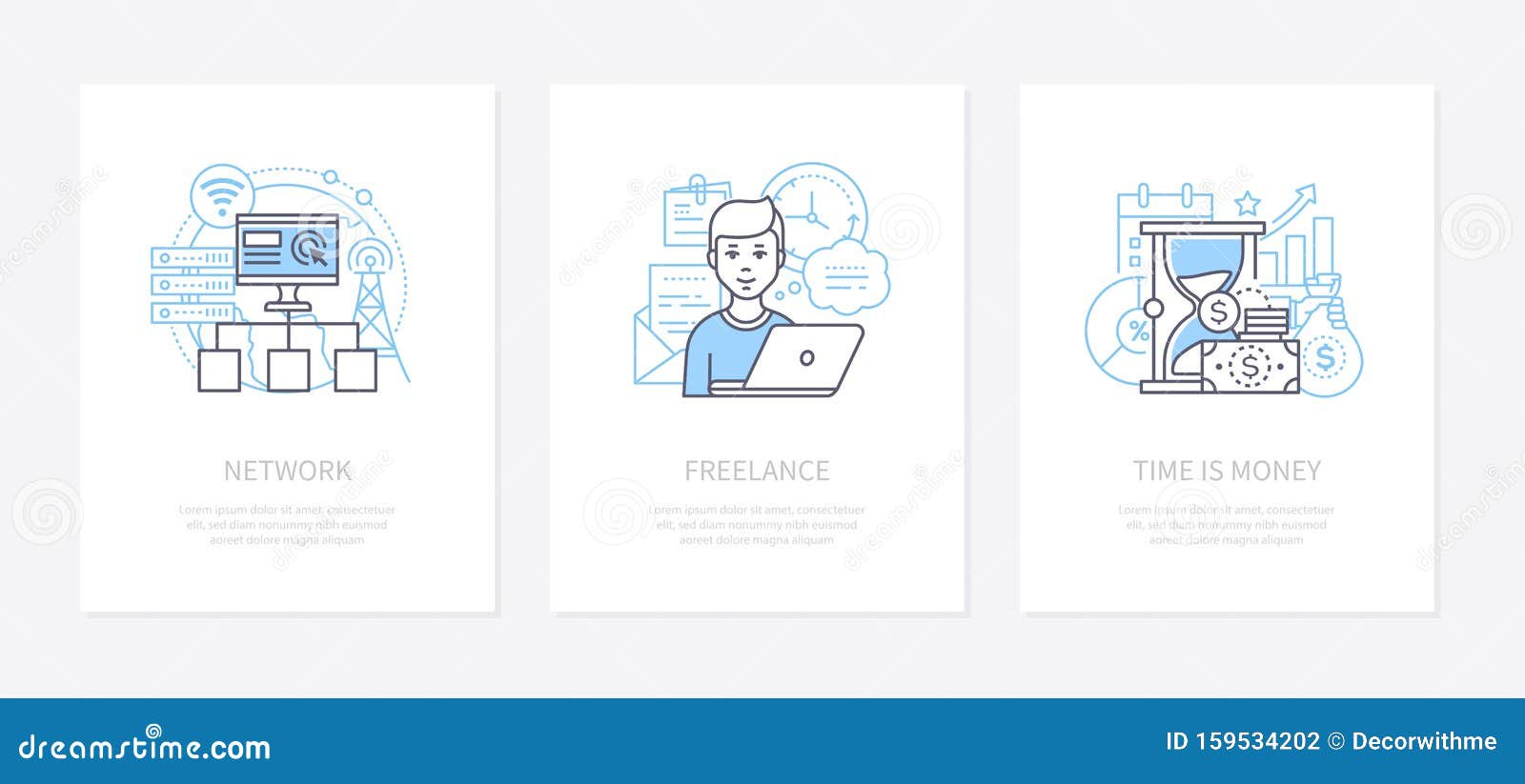 Computer Network, Communication System Concept Icons Set Stock Vector ...