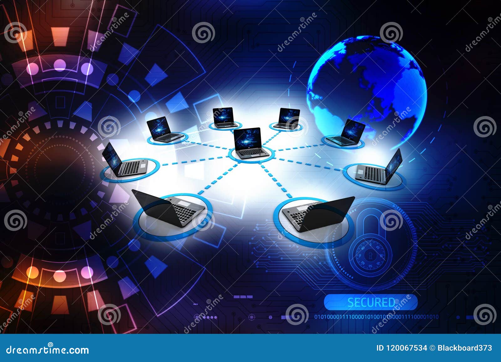 Computer Network, Computer Connected To Server. 3d Rendering Stock ... Computer Network, Computer Connected To Server. 3d Rendering Stock ...