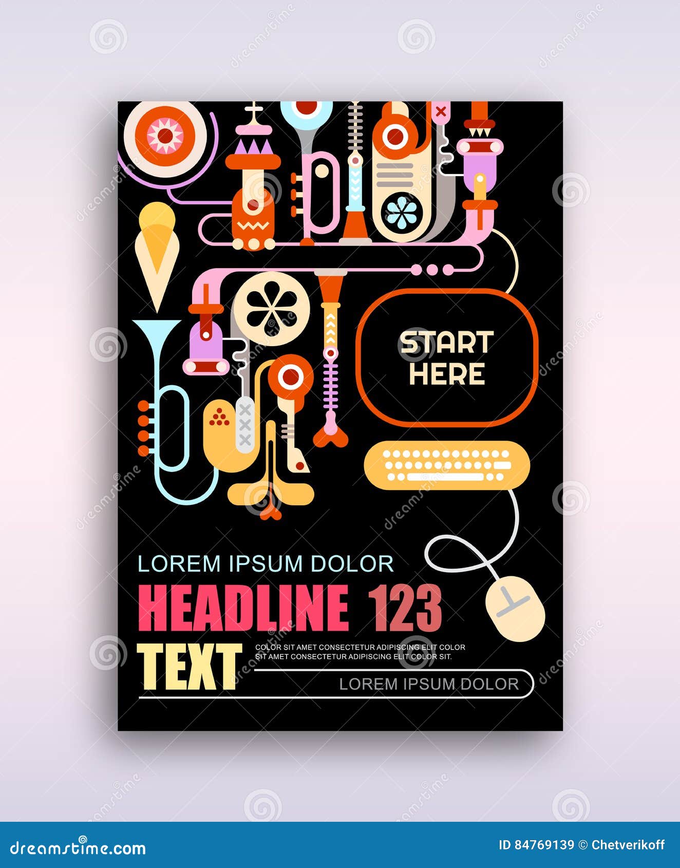 Computer Network Concept Poster Template Stock Vector - Illustration of ...