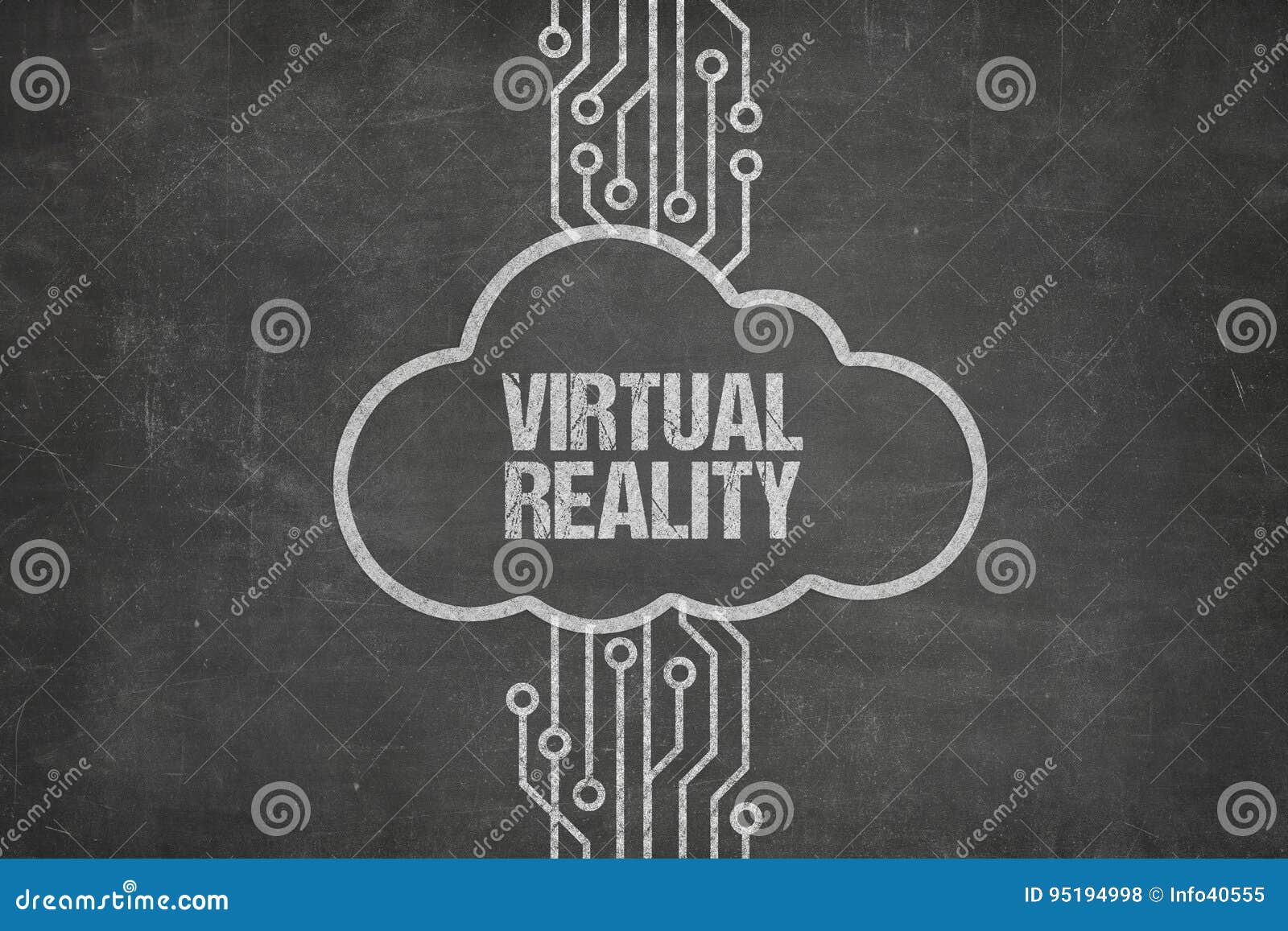 Computer Network Connecting To Virtual Reality Text in Cloud Stock ...