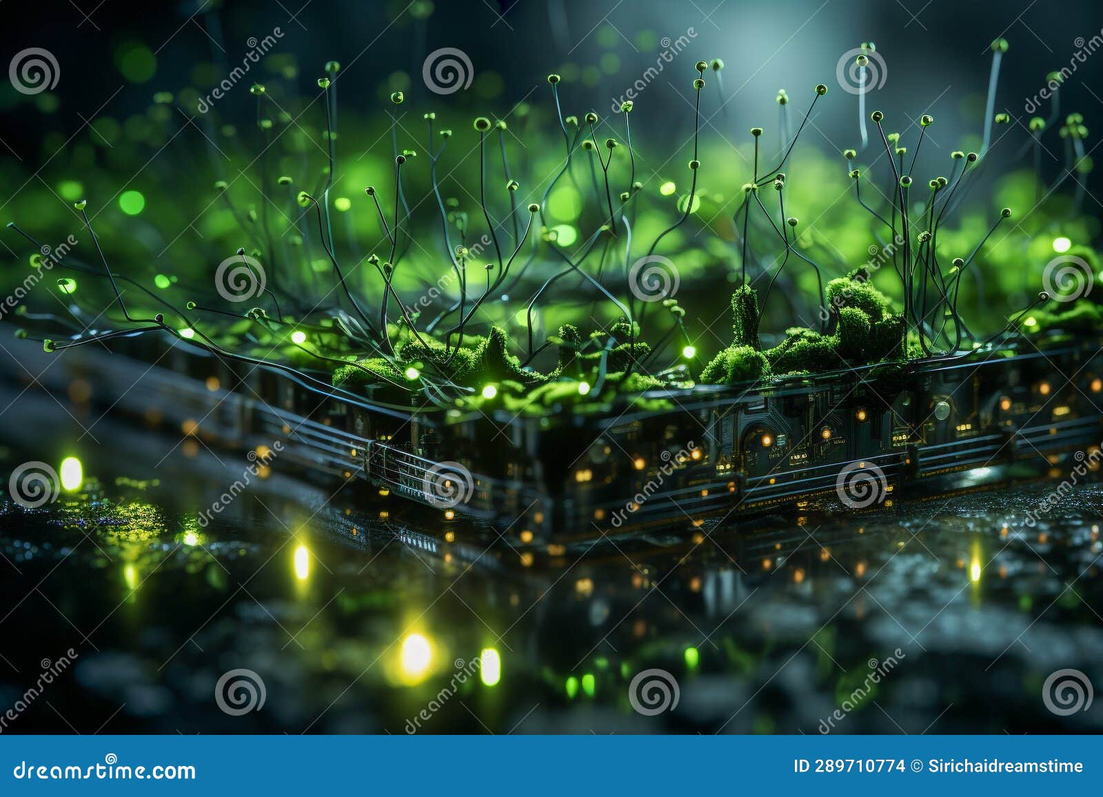 Computer Network Connection in Green Backdrop , AI Generated Stock ...