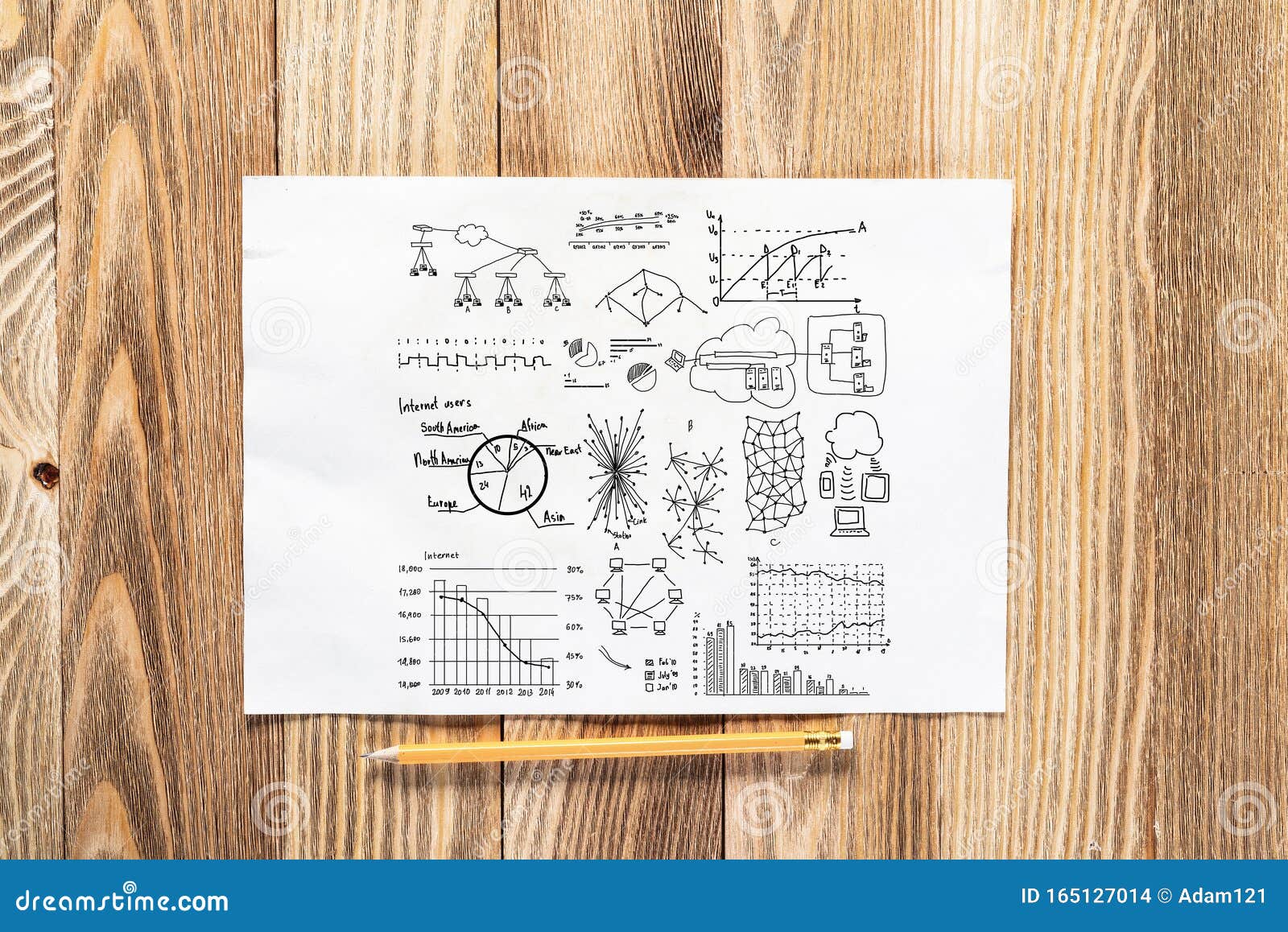 Computer Network Creation Pencil Hand Drawn Stock Photo - Image of ...