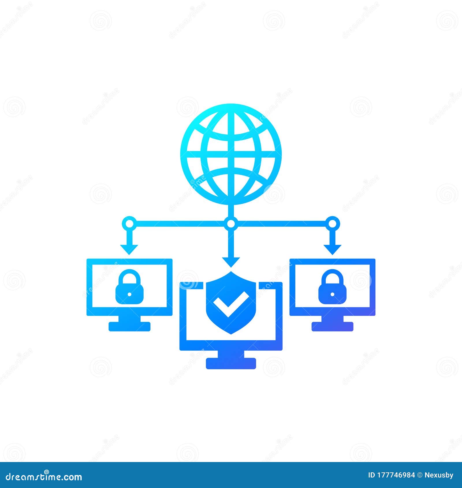 Computer Network, Cybersecurity Technologies Icon Stock Illustration ...