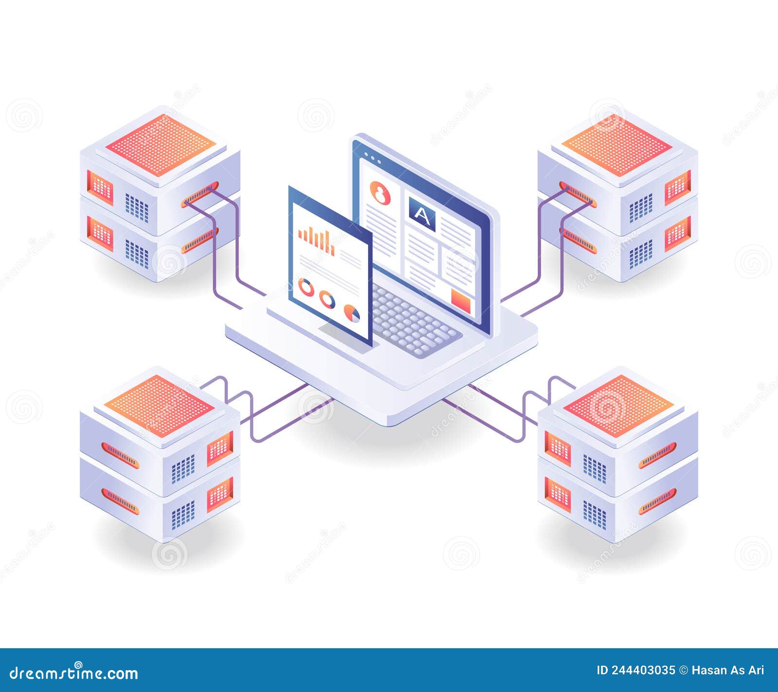Computer Network Data Analysis Server Stock Vector - Illustration of ...