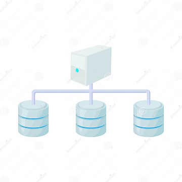 Computer Network Database Icon, Cartoon Style Stock Illustration ...