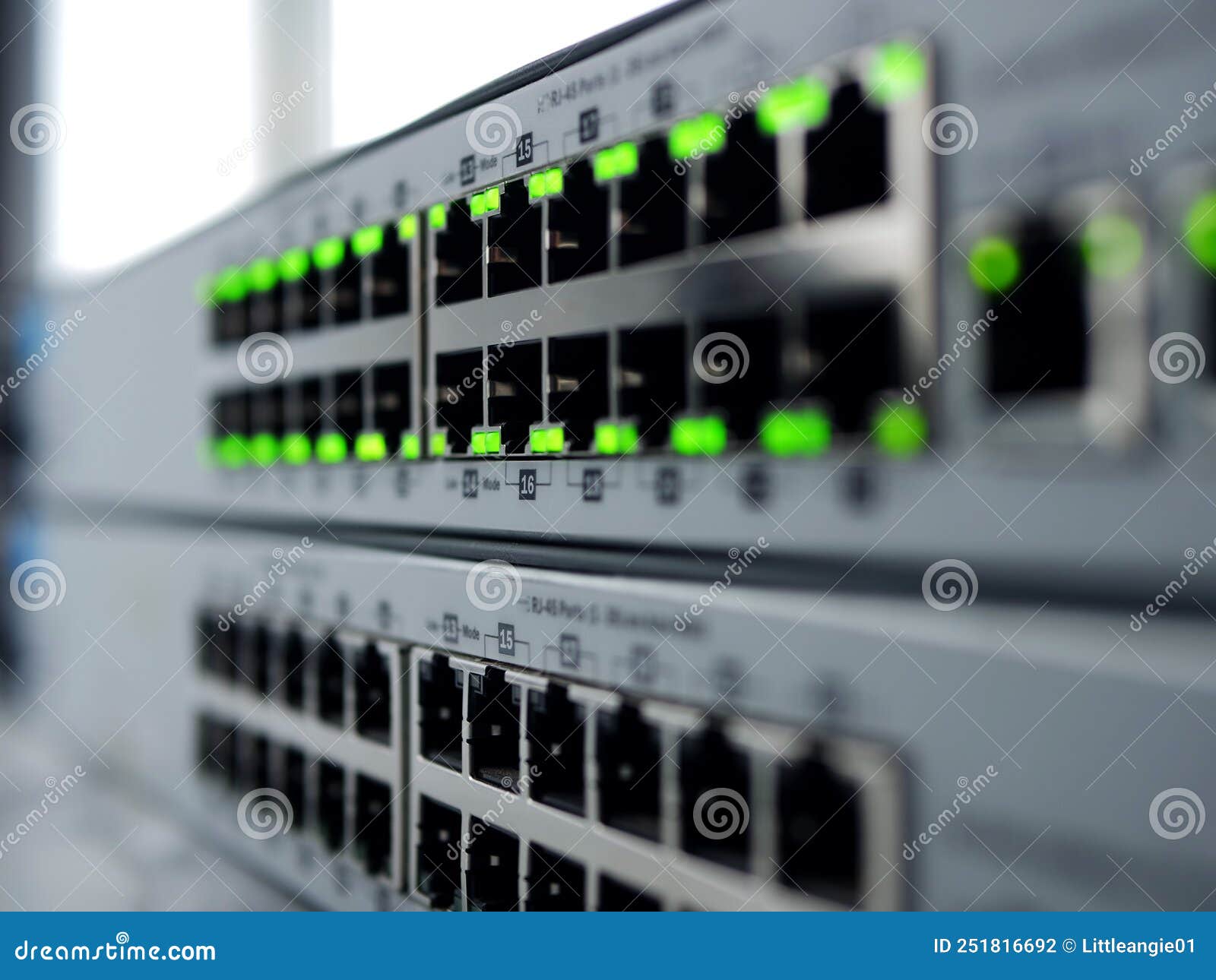 Computer Network Ethernet Switch Ports Medium Shot Stock Photo - Image ...
