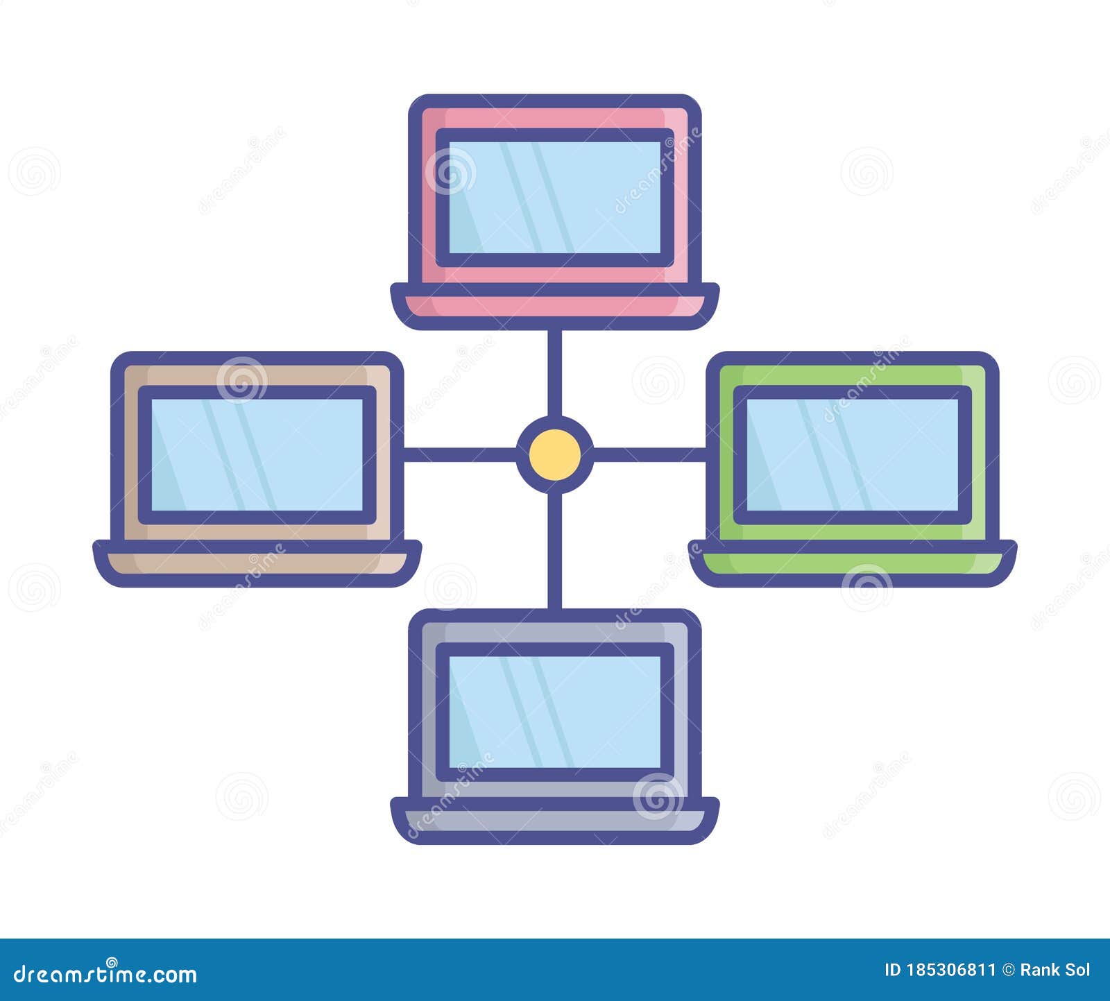 Computer Network Fill Vector Icon Which Can Easily Modify or Edit Stock ...
