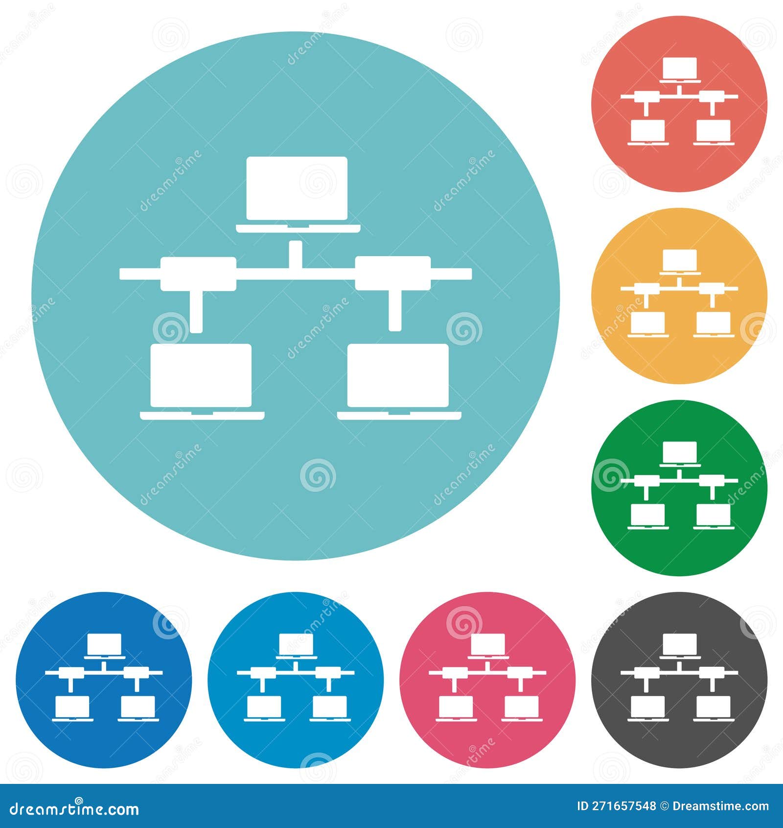 Computer Network Flat Round Icons Stock Vector - Illustration of ...