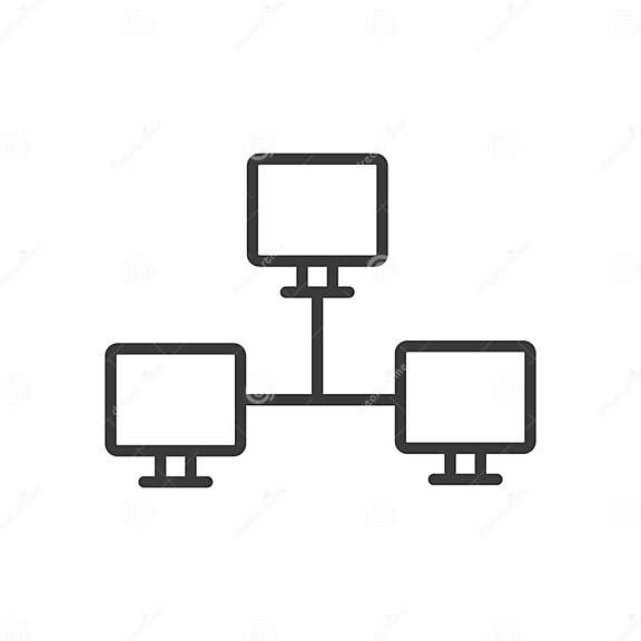 Computer Network, Icon in Line Design. Computer, Network, Connectivity, Data, Communication ...