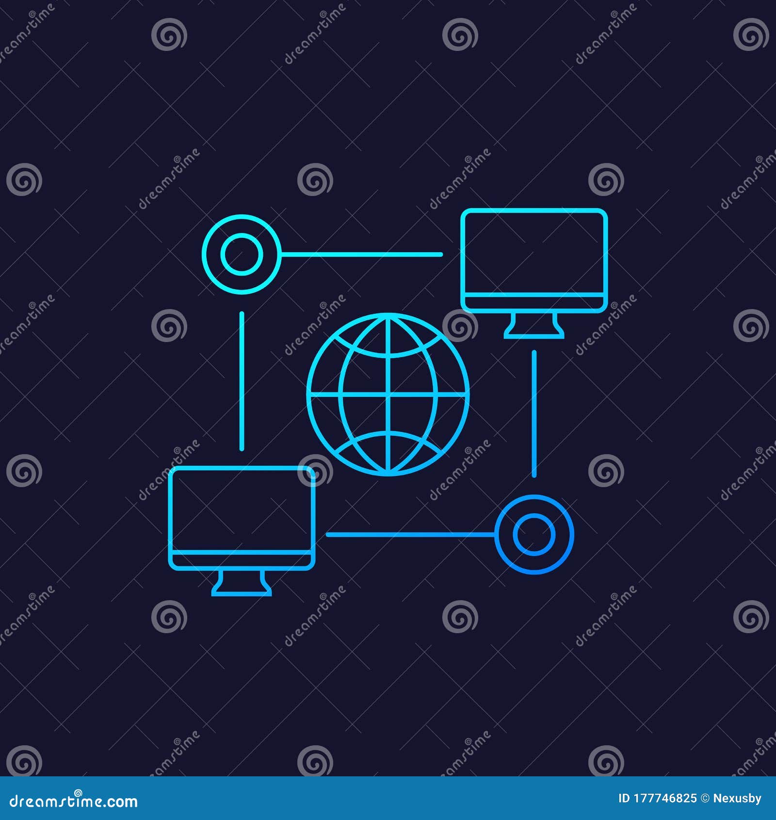 Computer Network Icon, Linear Stock Vector - Illustration of linear ...