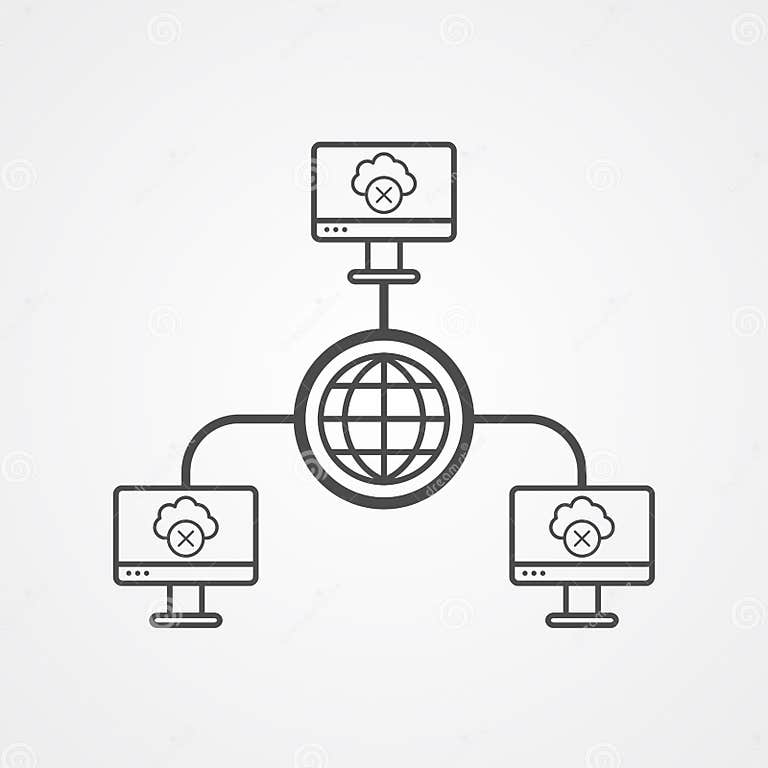 Computer Network Vector Icon Sign Symbol Stock Vector - Illustration of ...